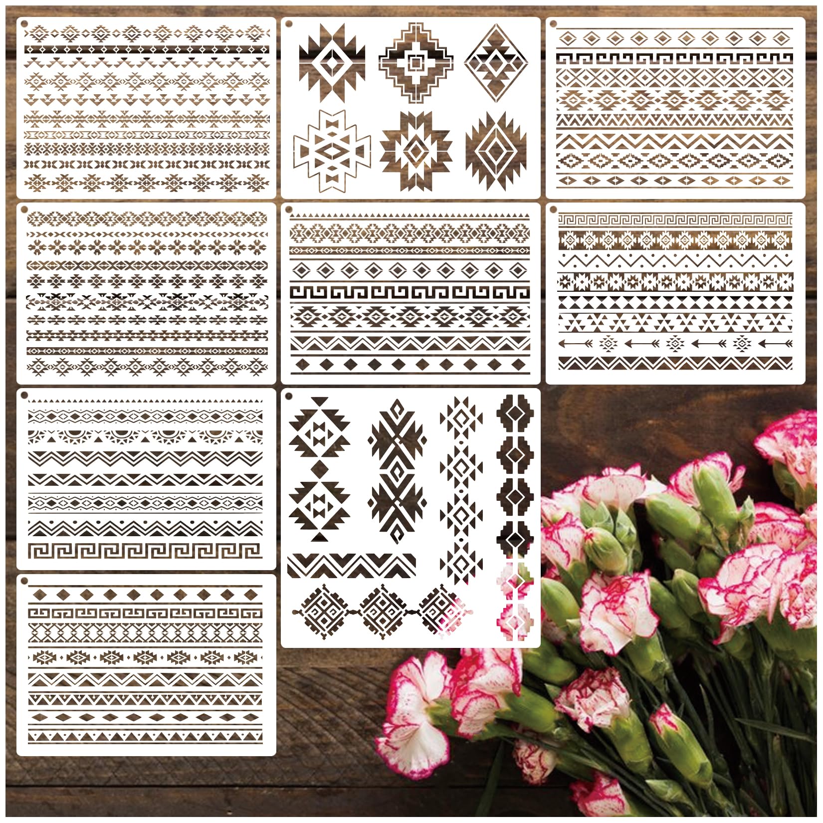 Amazon.com : Aztec Tribal Stencils for Painting on Wood, Southwest ...