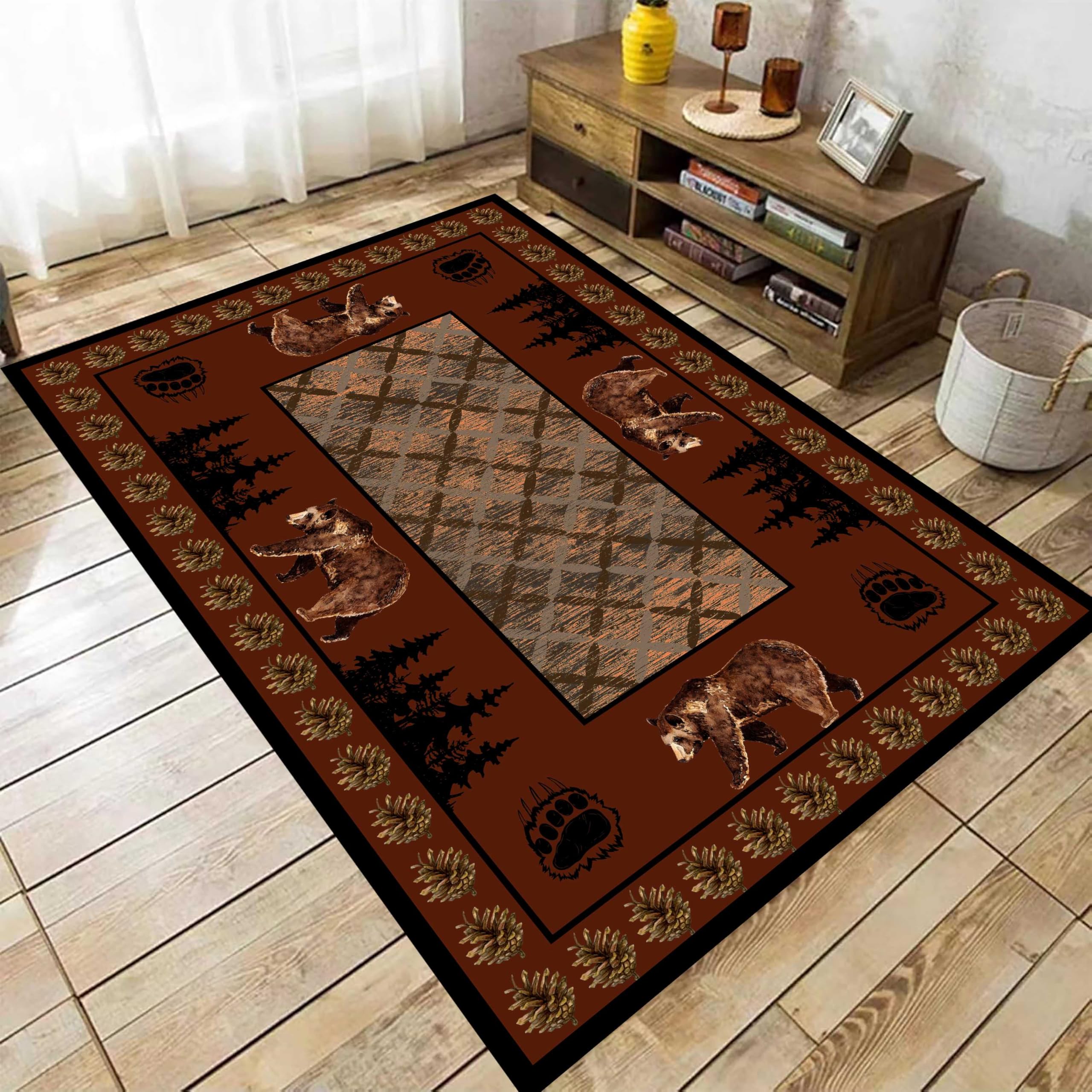 Amazon.com: Southwestern Brown Bear Area Rug, 3x4ft, Rustic Bear Paw ...