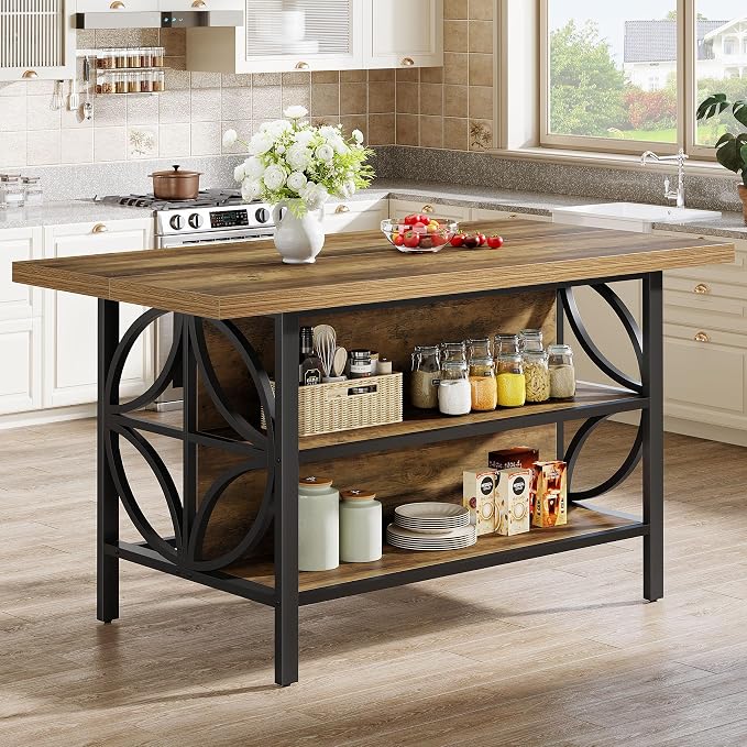 Amazon.com: Tribesigns Kitchen Island with Storage, 62.99-Inch Kitchen ...