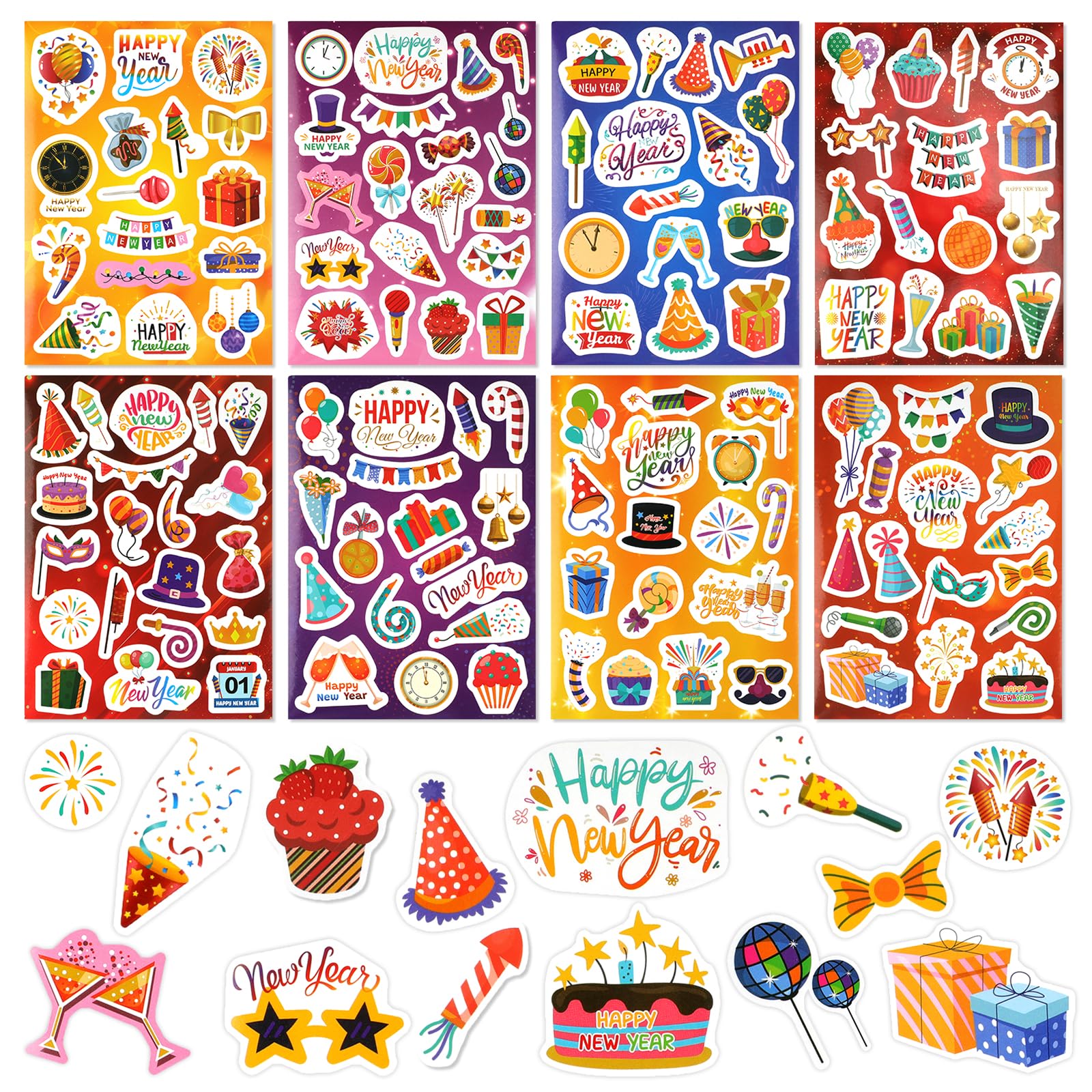 Amazon.com: HOWAF 32 Sheets 2025 Happy New Year Party Supplies Stickers ...