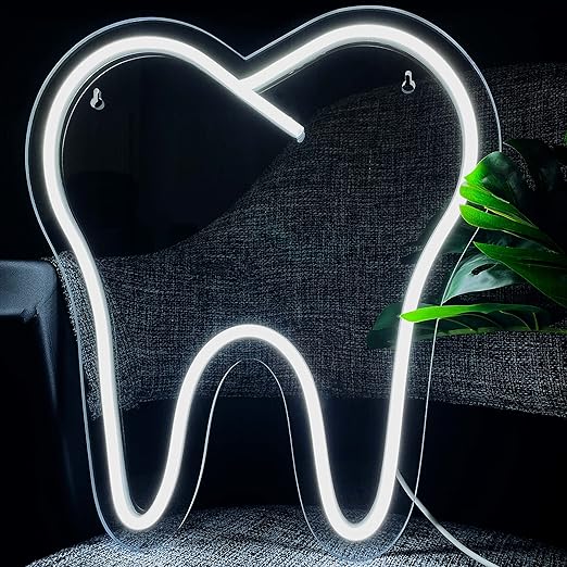 Tooth Neon Sign LED Teeth Sign for Dental Office Decor Wall Hanging ...