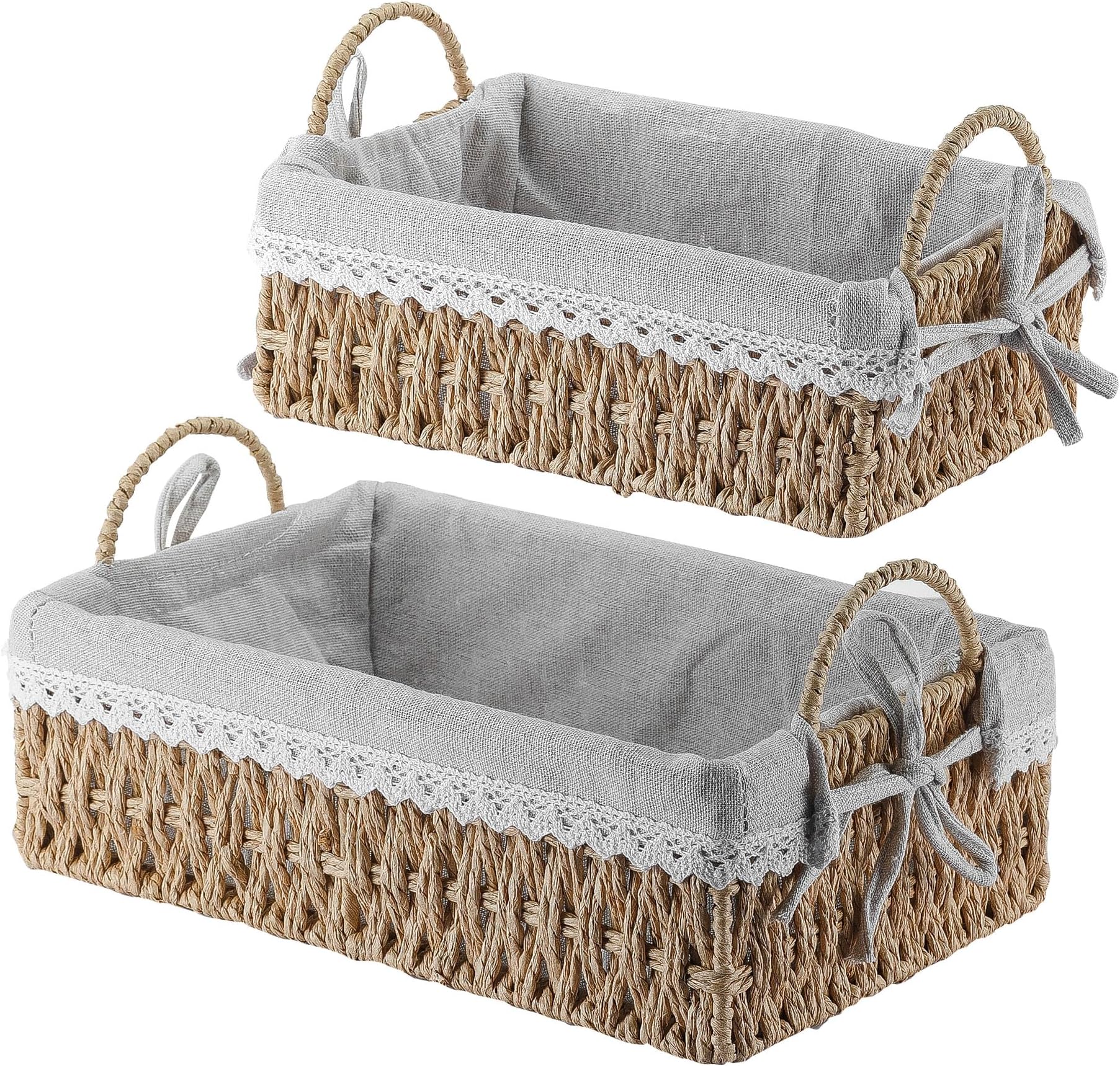 Amazon.com: Round Paper Rope Storage Basket Wicker Baskets for ...