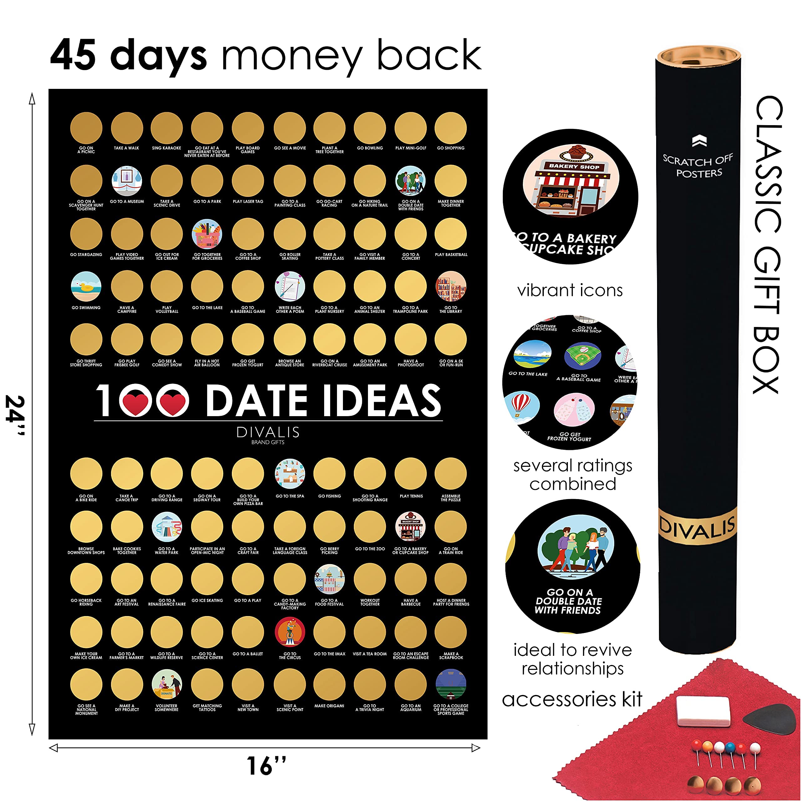 100 Dates Scratch off Bucket List - Scratching off Adventure Couple ...