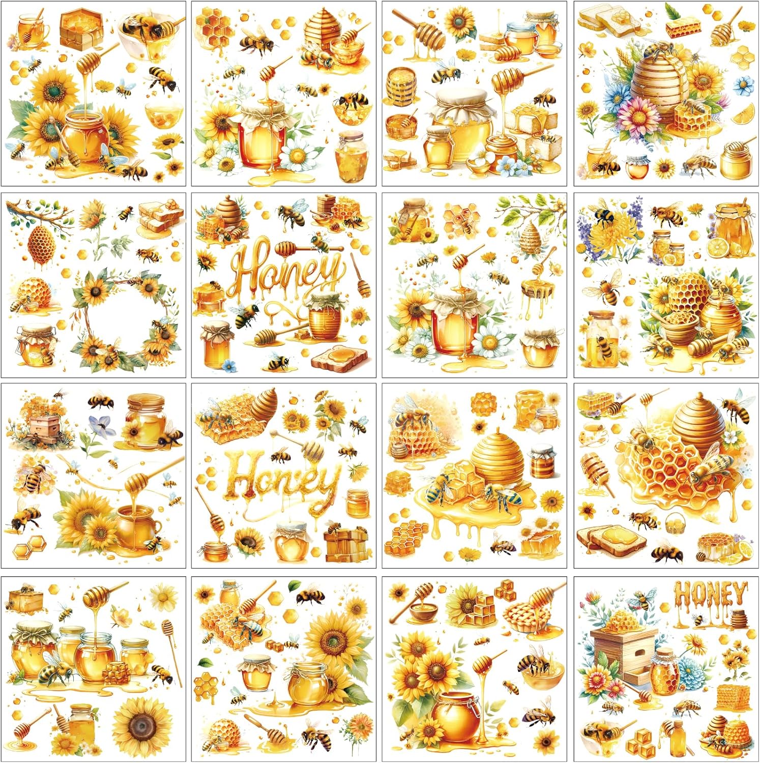 Amazon.com: 16 Sheets Bee Rub on Transfers for Crafts Furniture Decals ...