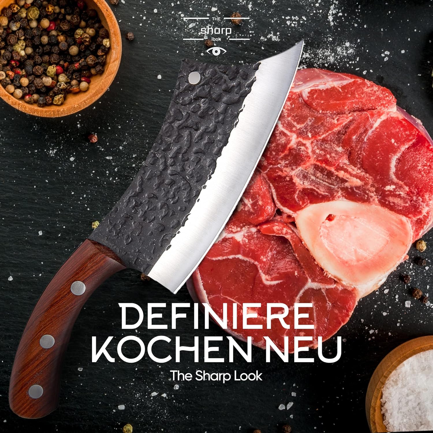 The Sharp Look Japanisches Messer mit Lederhülle Küchenmesser Scharf ...