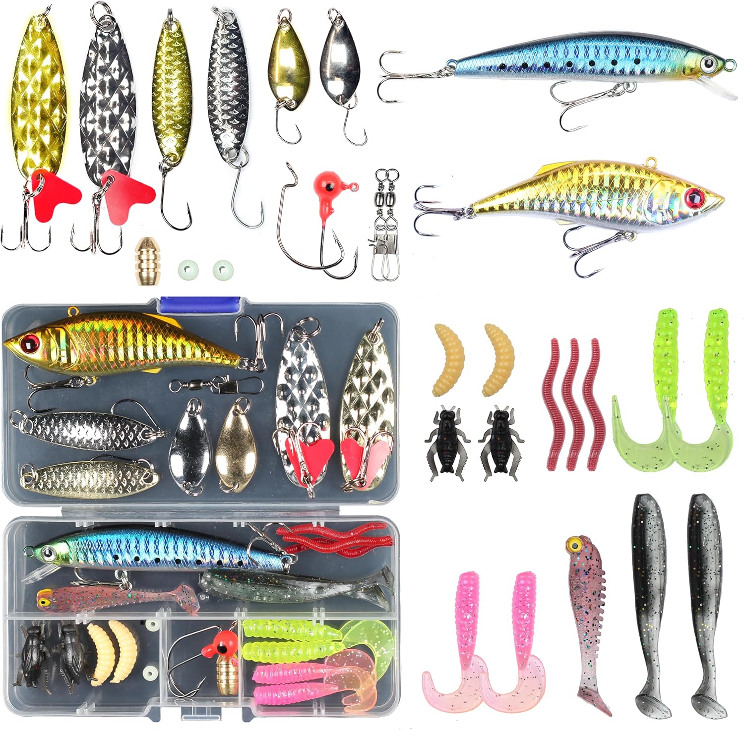Amazon.com : EXAURAFELIS 29pcs Saltwater Fishing Lures Kit Bass Bait ...