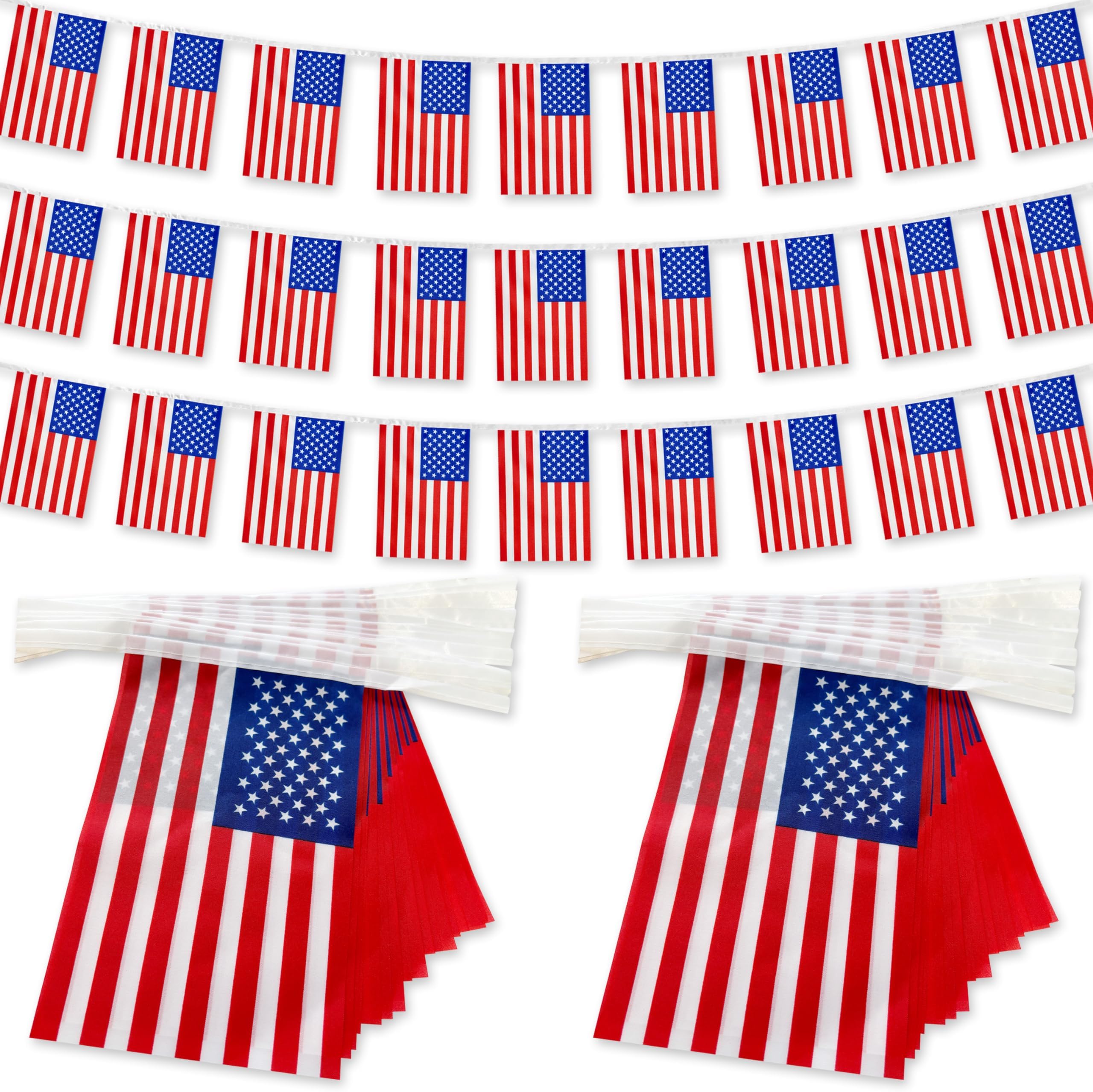 Amazon.com: TSMD 2 Packs USA American Flag Banner String Small Mini ...