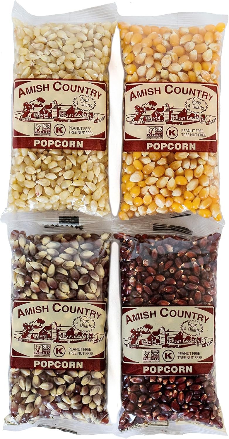 Amish Country Popcorn | 4-4 oz Bags | Popcorn Kernel Variety Sampler ...