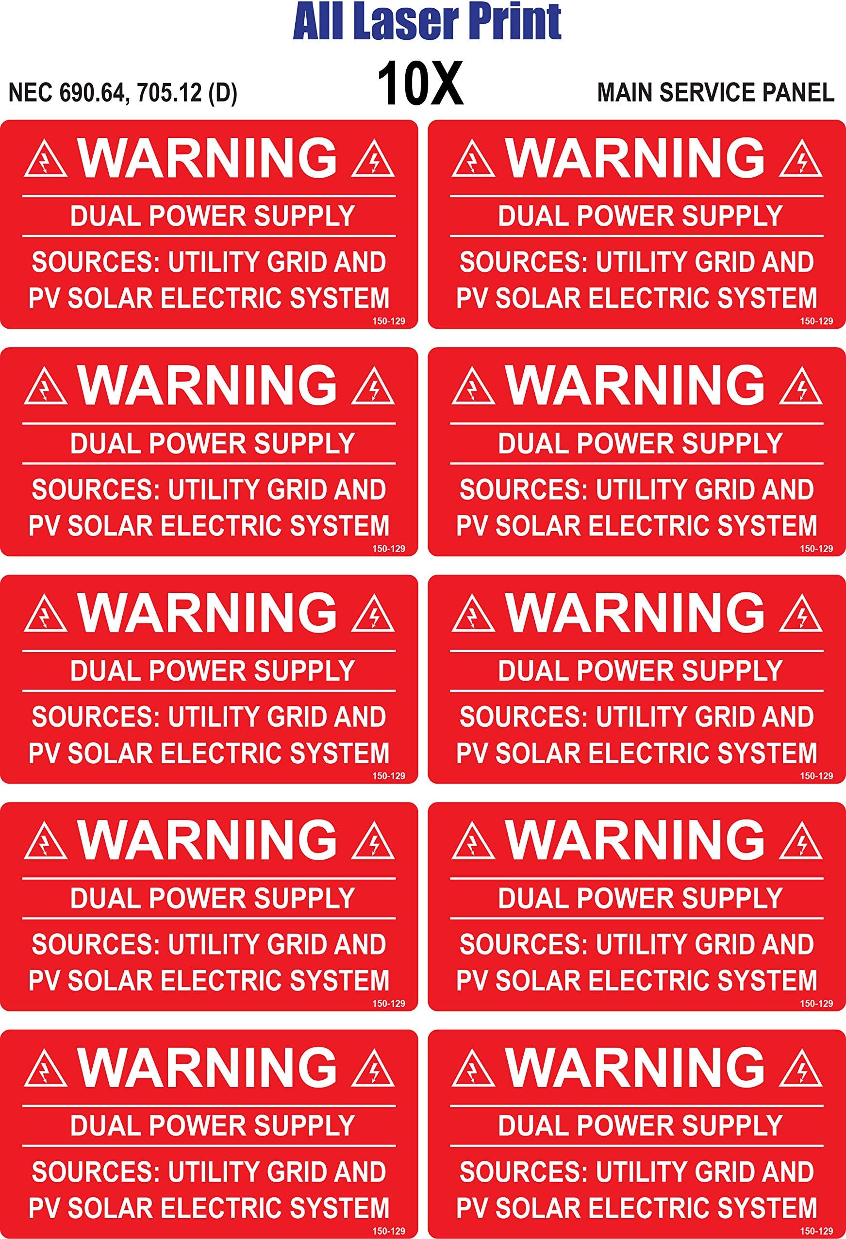 Amazon.com: 63 Premium UV Resistant Solar PV Safety Warning ...