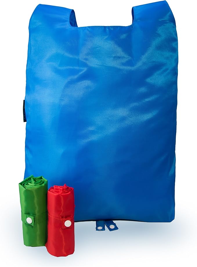 Amazon.com: 3 Roll-n-Snap Large Reusable Grocery Bags/Shopping Tote ...