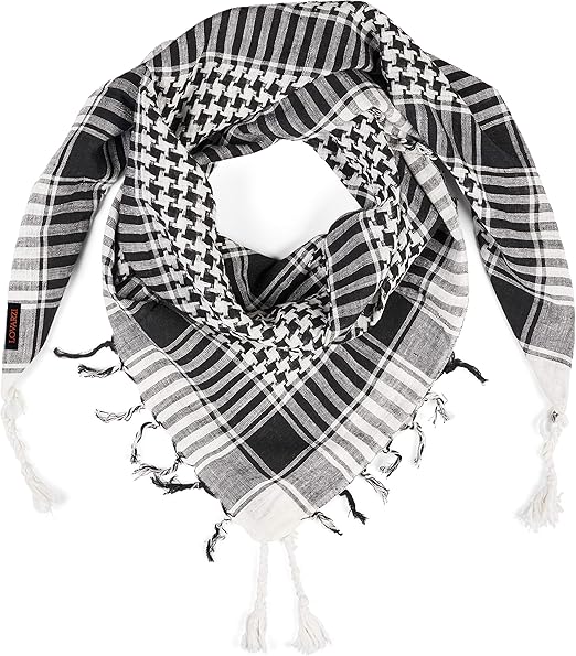 Shemagh Scarf for Men Tactical Desert Black White - Cotton Arab ...
