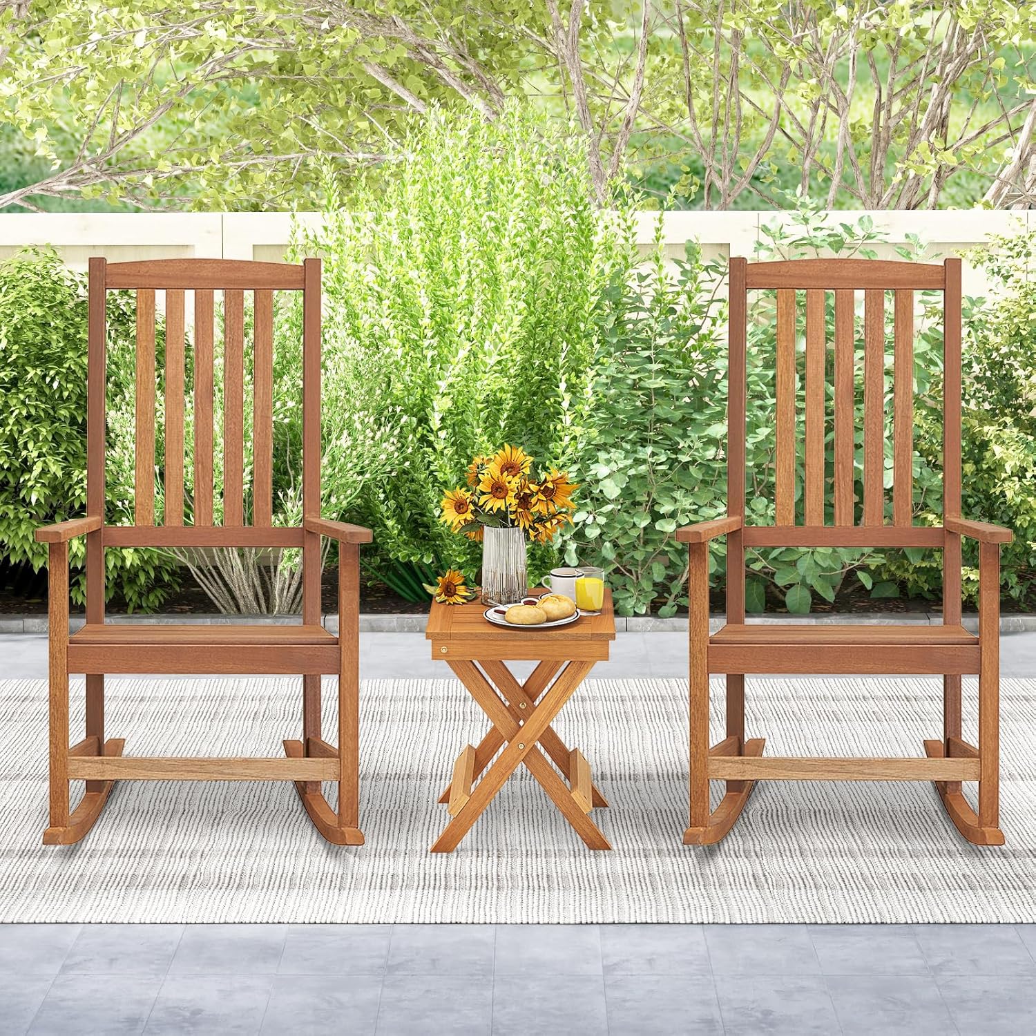 Amazon.com: Tangkula Outdoor Rocking Chairs Set of 2, Heavy Duty High ...