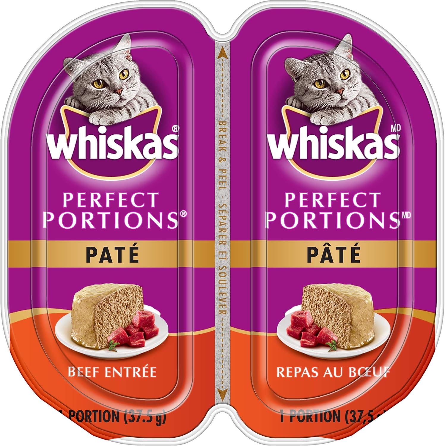 Whiskas Perfect Portions Wet Cat Food Paté - Beef - 75g (24 Pack ...