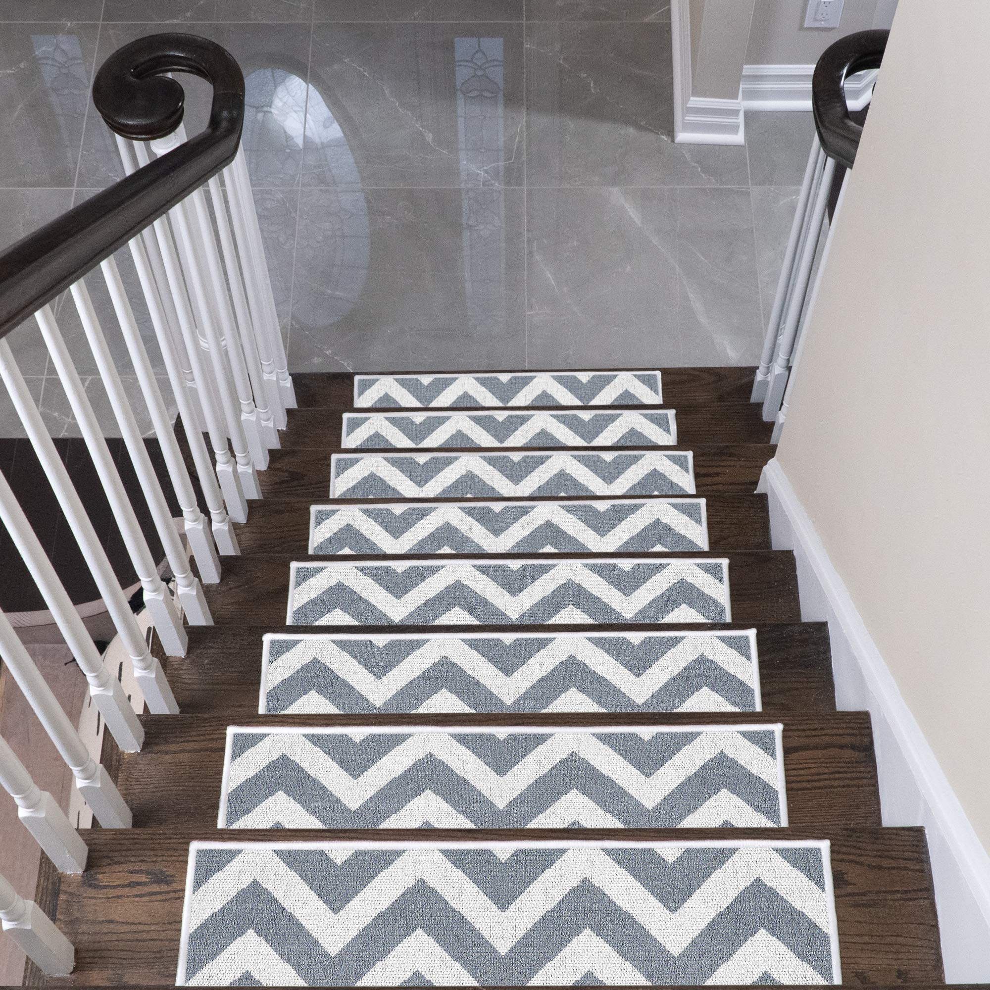 SussexHome Traverse Design 9" X 28" Stair Treads - 70% Cotton Anti-Slip ...
