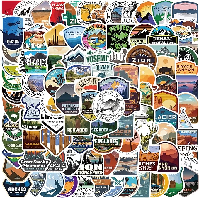 100 Pcs National Park Stickers, Outdoor Nature Adventure Travel ...