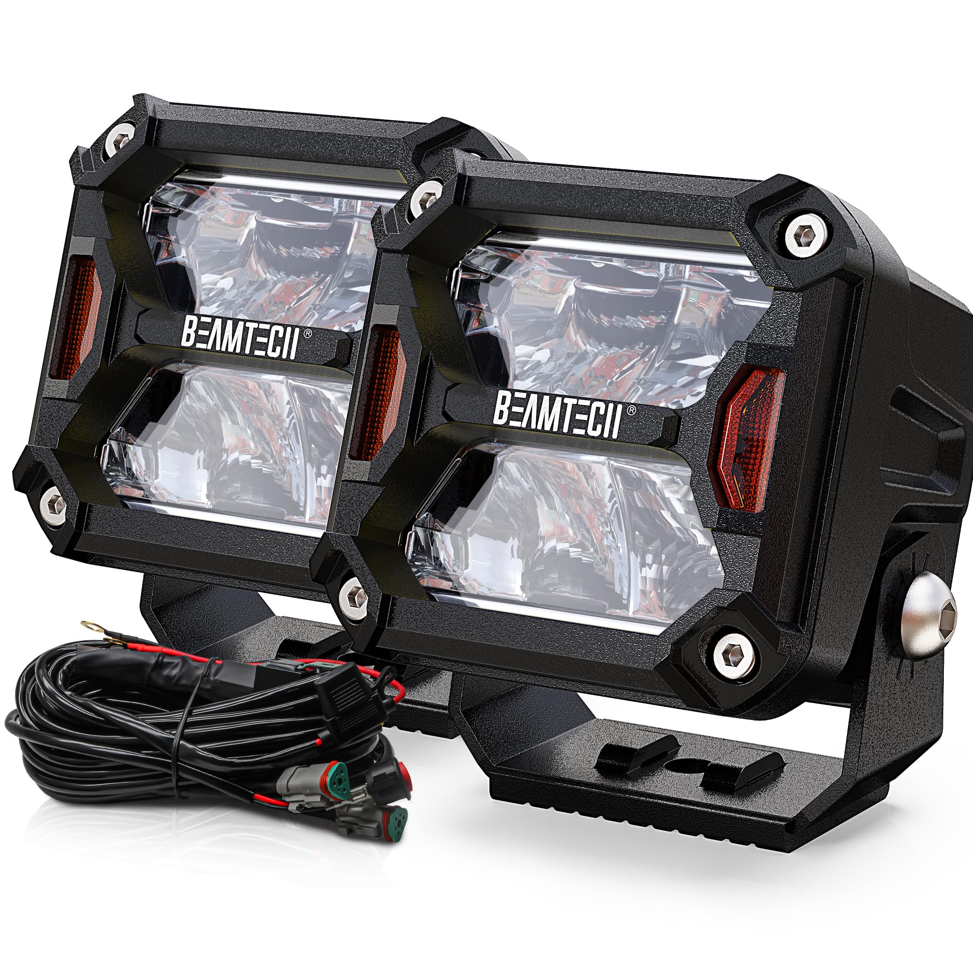 Snapklik.com : BEAMTECH 3 Inch LED Pods Fog Light 40W 4800LM Cube Spot ...