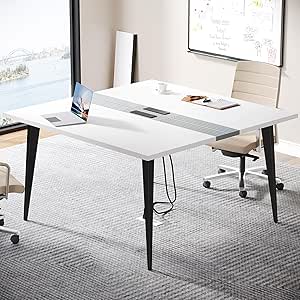 Amazon.com: Tribesigns Square Conference Table with Power Outlet, 47 ...