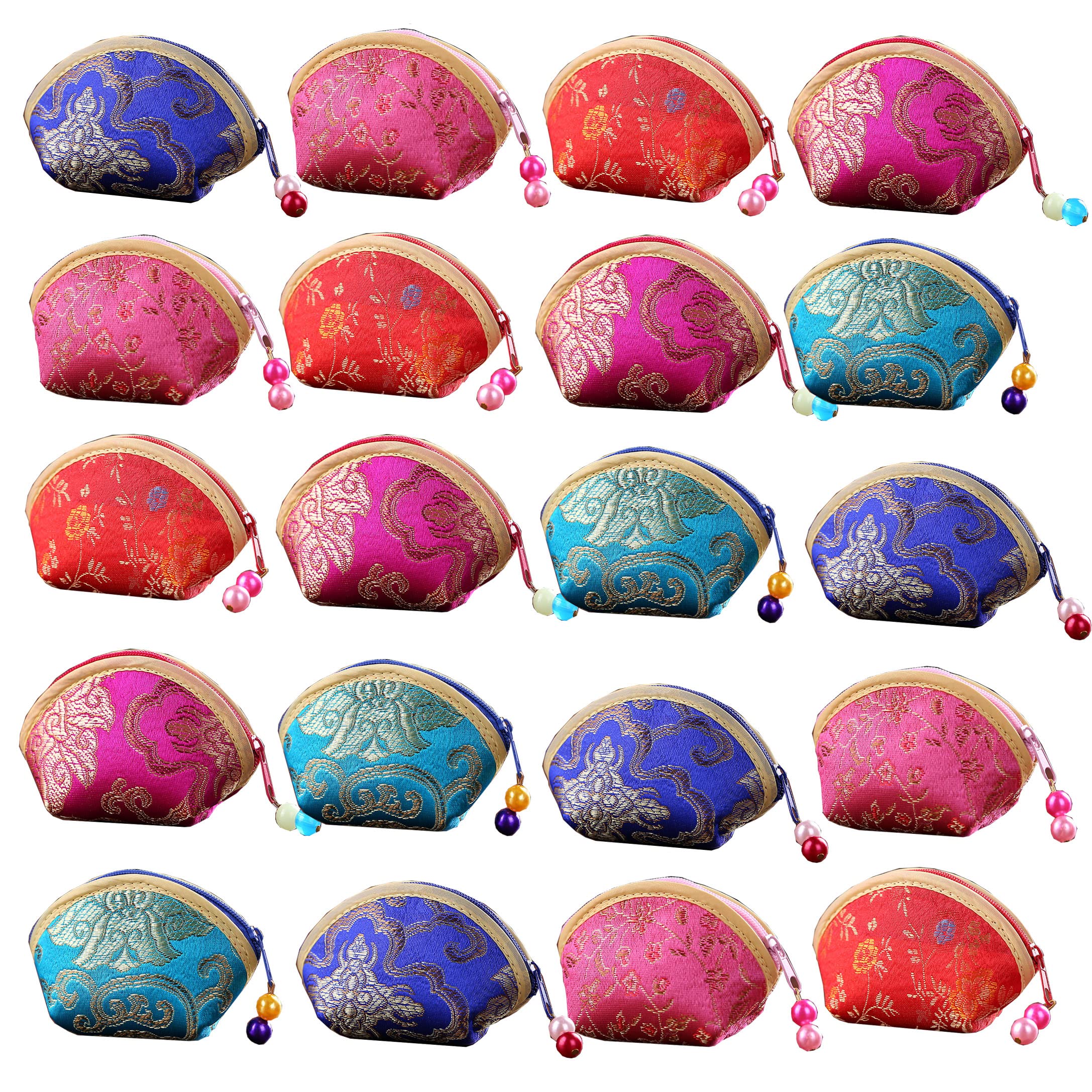 Amazon.com: MIAO JIN 20Pcs Silk Coin Purse Zipper Purse Embroidery Sugar Bag Jewelry Bag ...