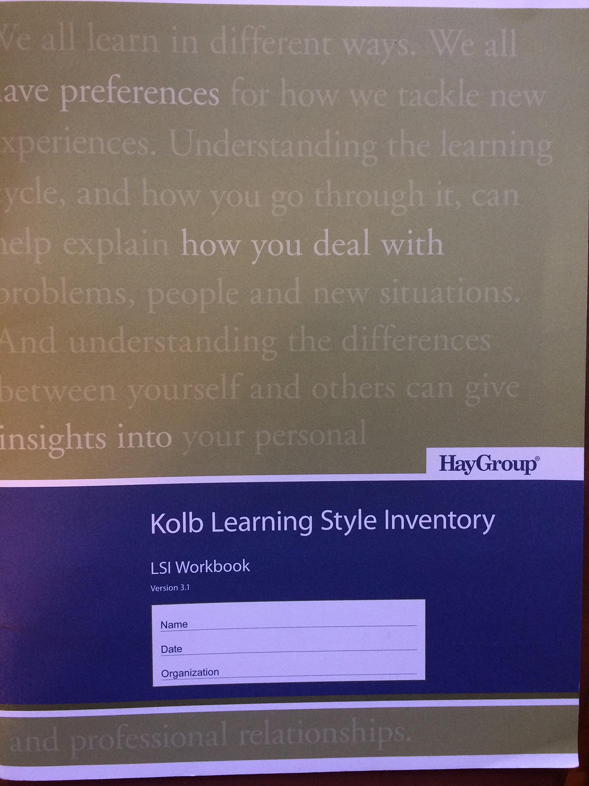 Kolb Learning Style Inventory LSI Workbook: unknown author: Amazon.com ...