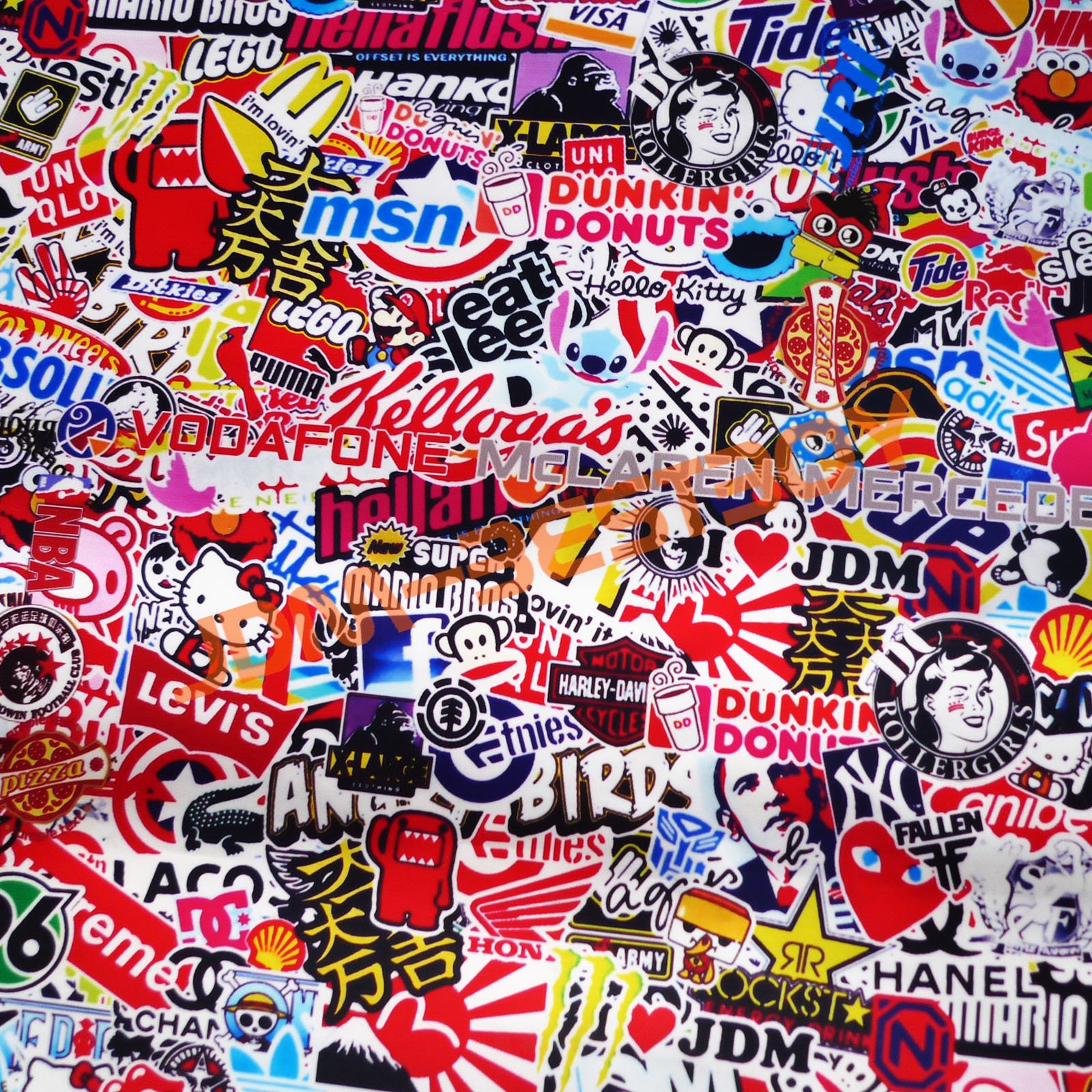 Hellaflush Sticker Bomb Wallpaper Bumper Sticker Paper Adhesive Decal,