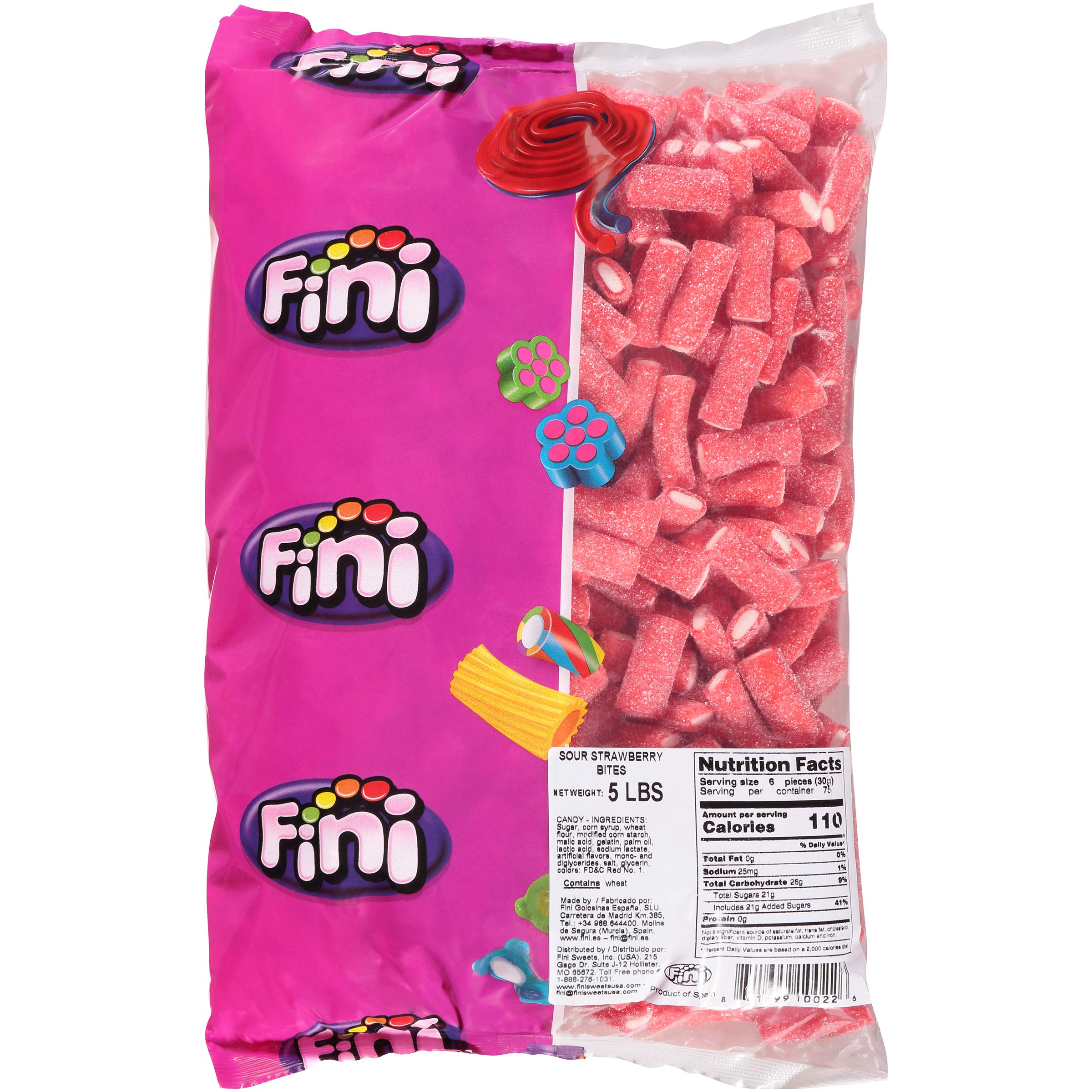 Buy Fini Sour Strawberry Bites, 5 Lb Bulk Bag, Party Size, Sour Candy ...