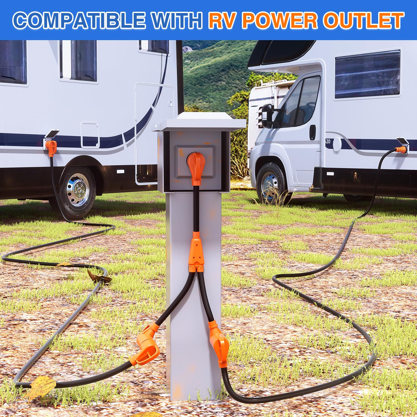 Snapklik.com : 30 Amp RV Y Splitter Adapter Cord 30A Male Plug To Two ...