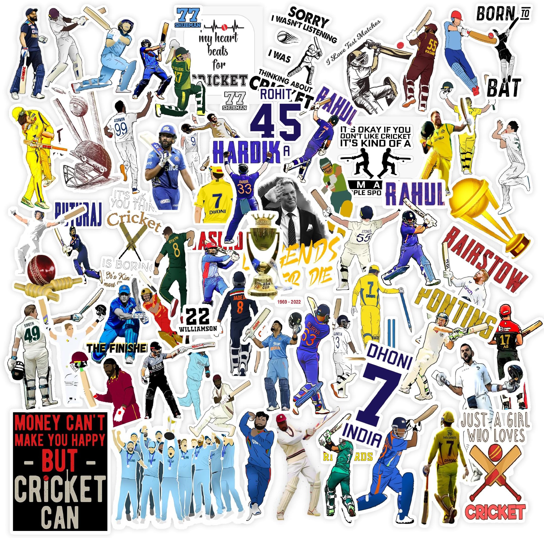 Decor Kafe Cricket Player Abstract Vinyl Wall Sticker (95cm * 91cm ...