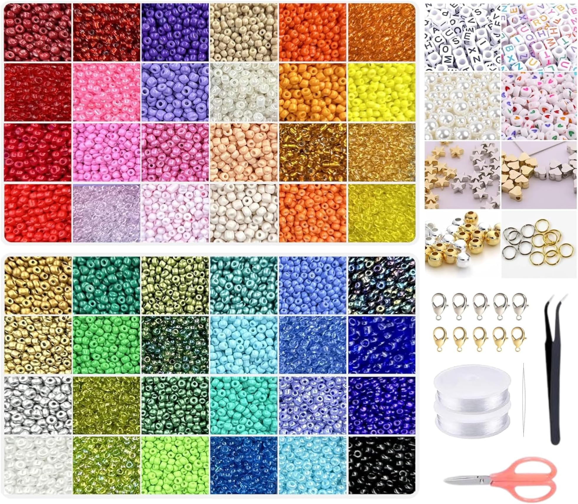 4800 Stück Glasperlen zum Auffädeln Rocailles Perlen 3mm für ...