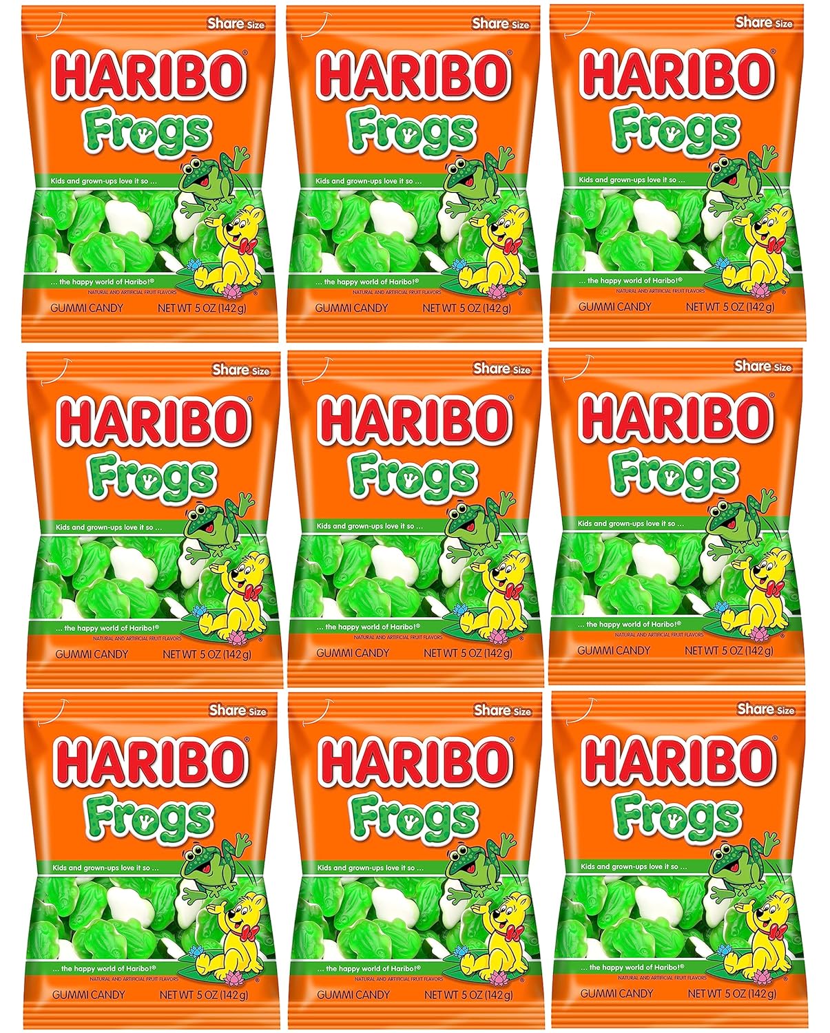 Amazon.com : Haribo Gummy Frogs Pack of 9 (5oz Bags) Perfect for Movie ...