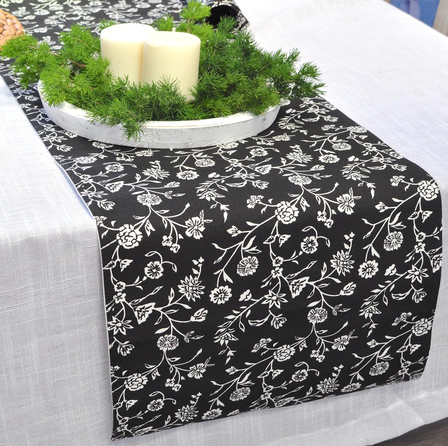 Amazon.com: Floral Table Runner Vintage Flowers Botanical Design Rustic ...