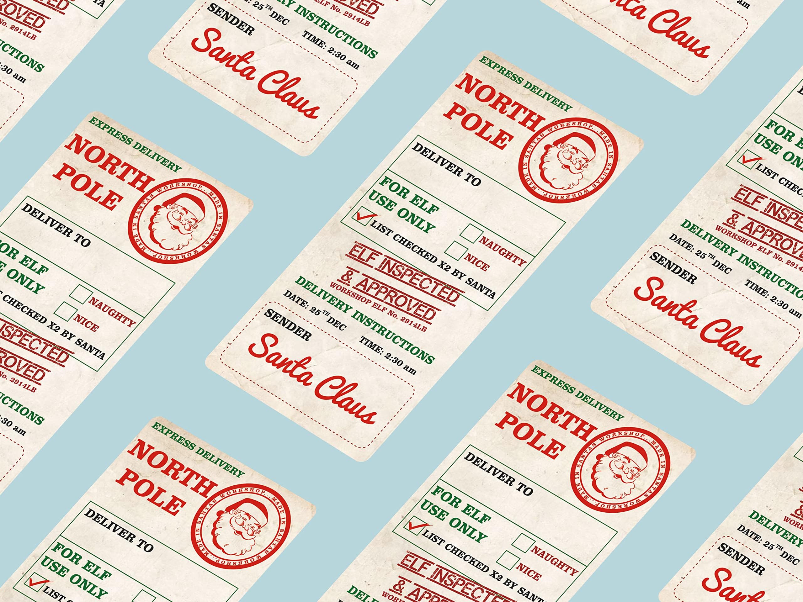 Gelz 30 x Small Santa AIR Mail Christmas Stickers Gift Present Parcel ...