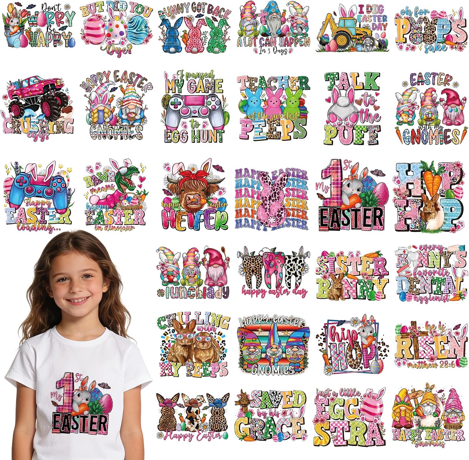 Amazon.com: INCOK Easter DTF Transfers Ready to Press - 30 Pcs Iron on ...