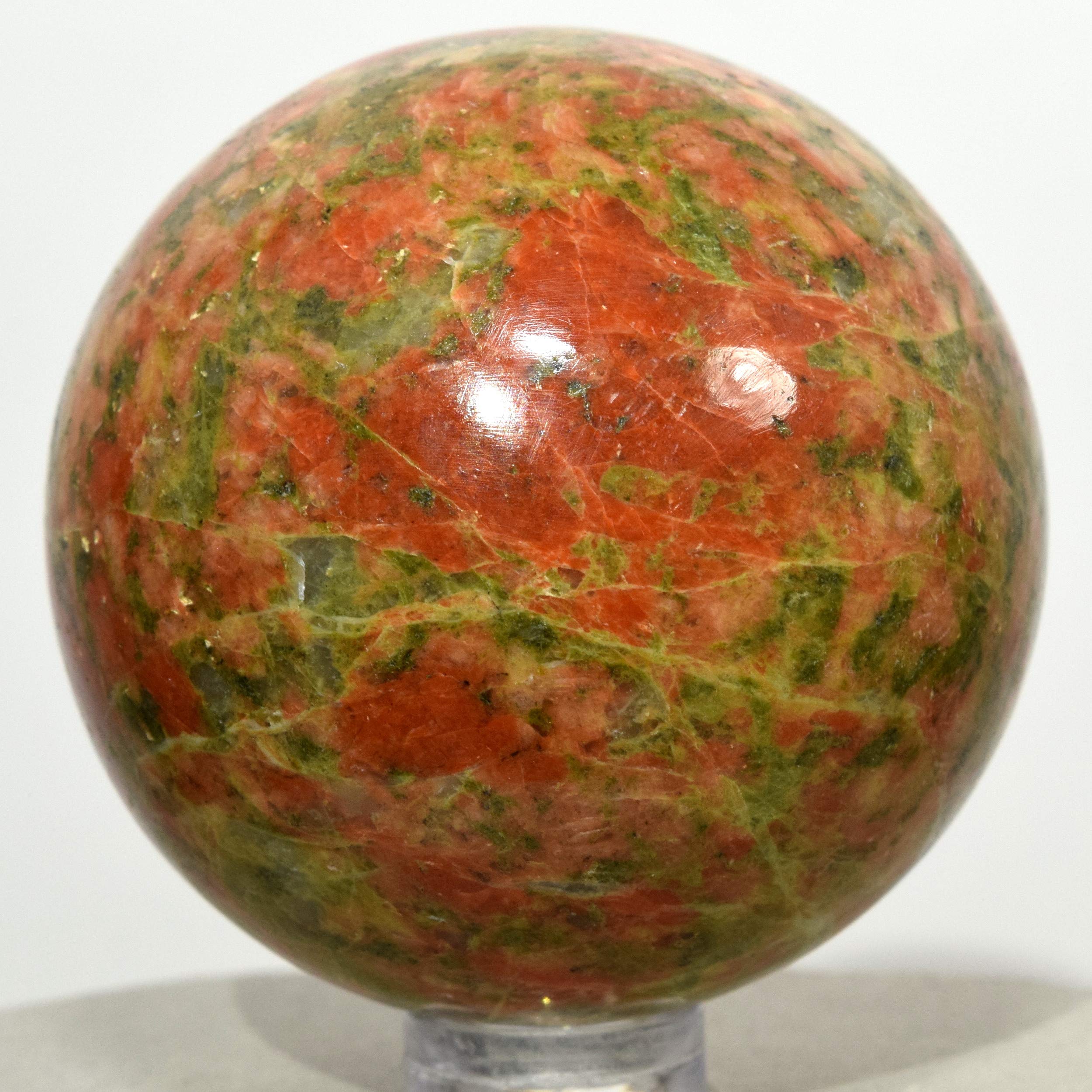 Amazon.com: 52mm Green Red Unakite Sphere Natural Epidote and ...