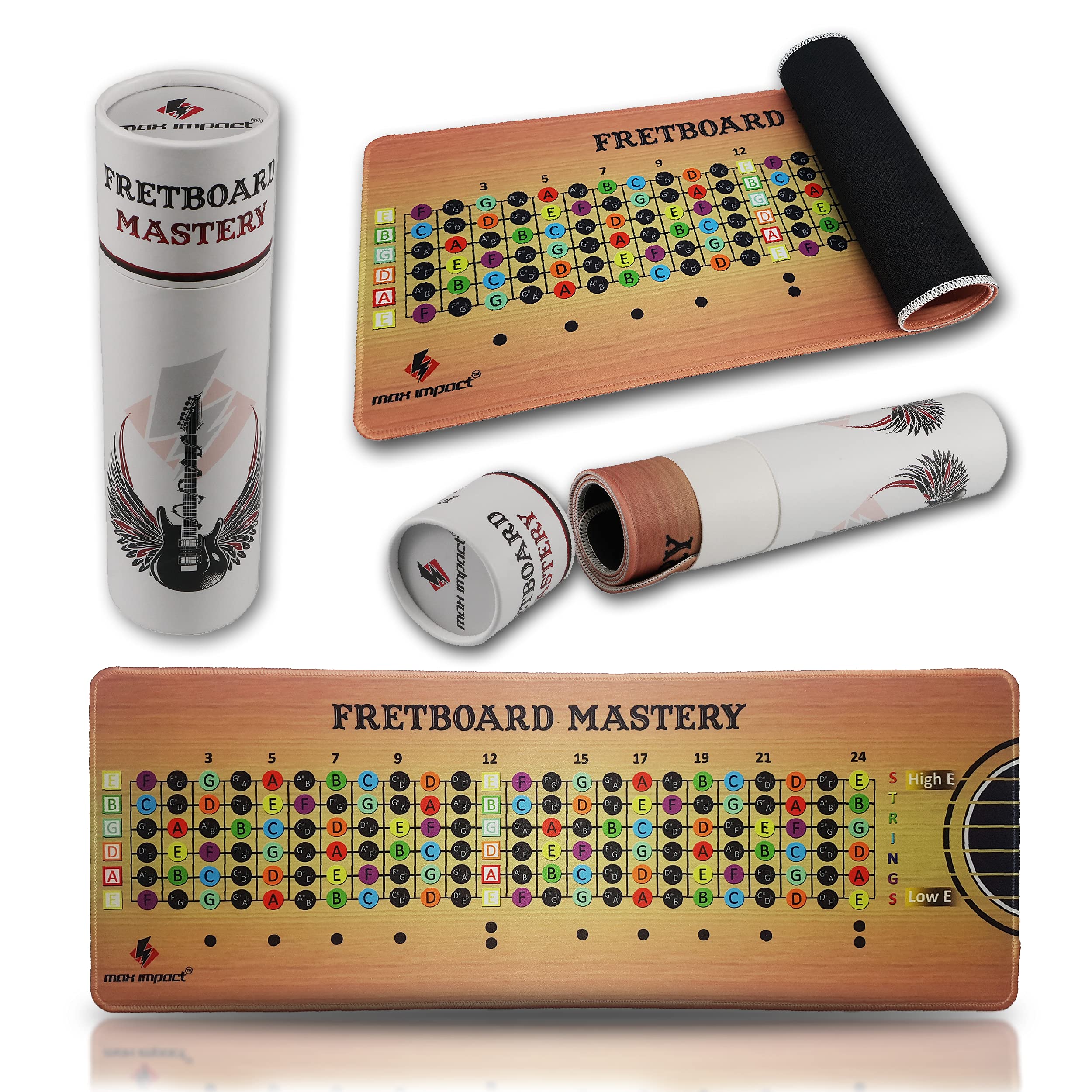 Fretboard Mastery Chart Map Poster Beginners Learning Acoustic Electric ...