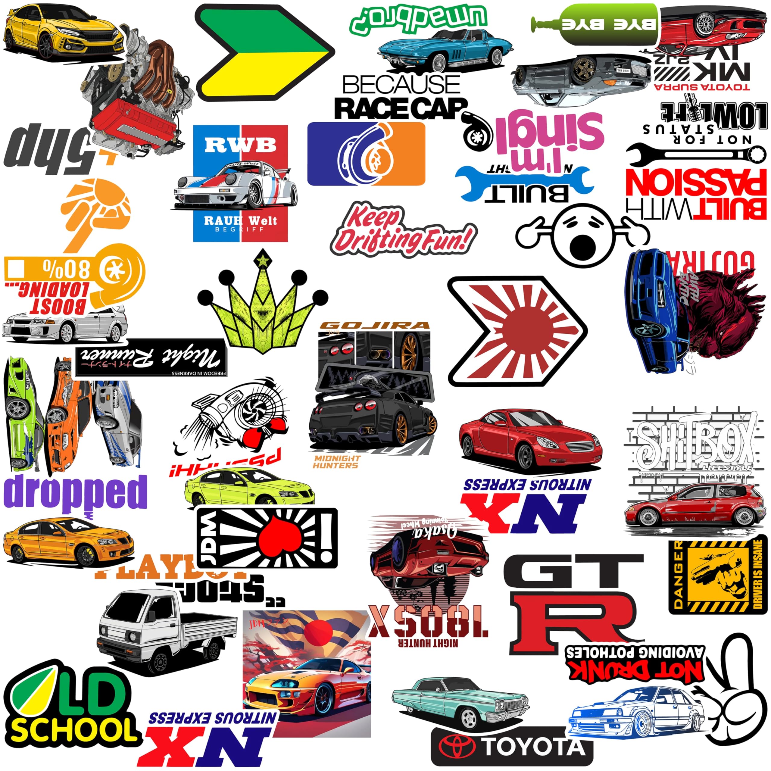 WallDesign Race-Ready 50 Collection of Authentic JDM Sticker Set ...