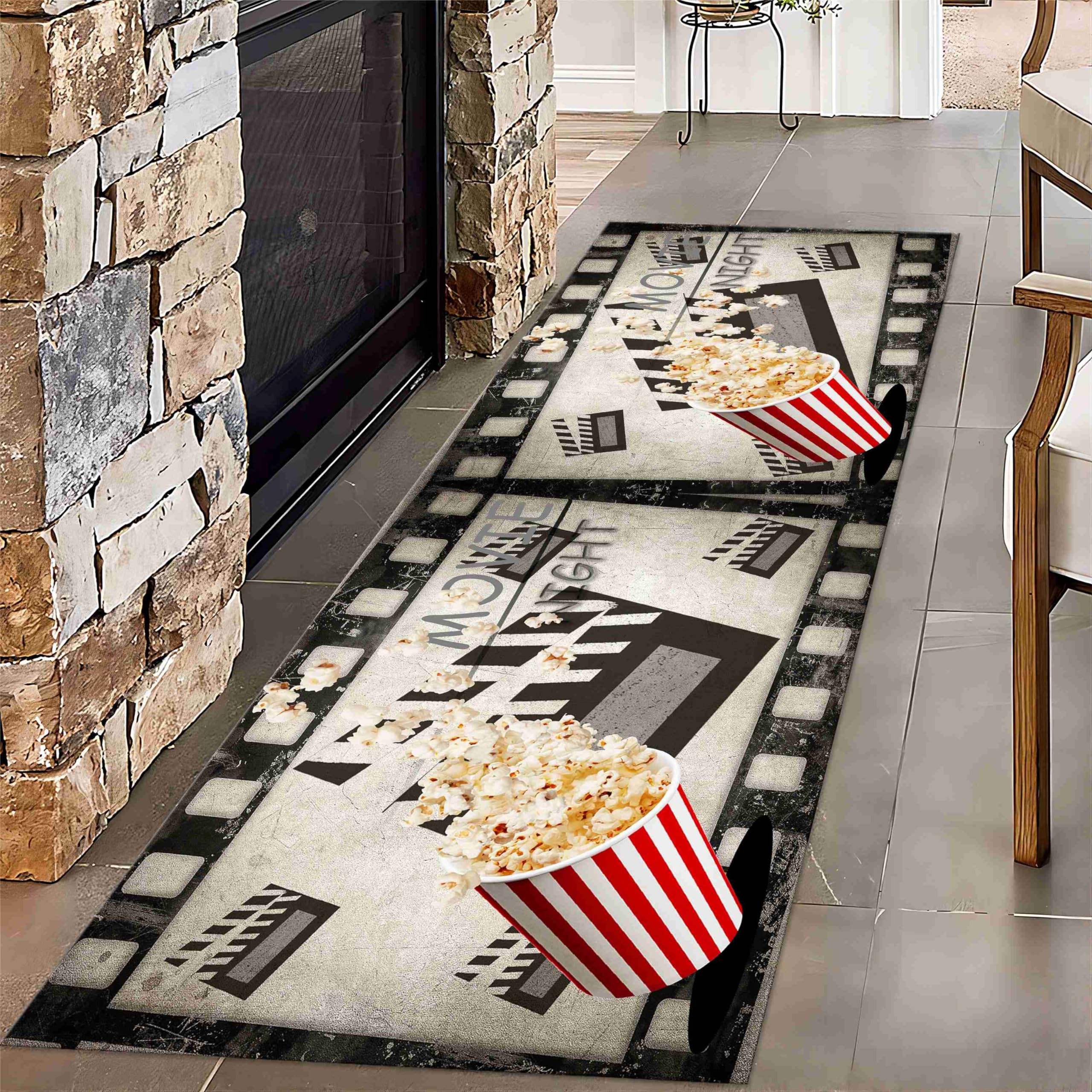 Amazon.com: Puyosvr Vintage Movie Theater Runner Rug, 2x7ft, Black and ...