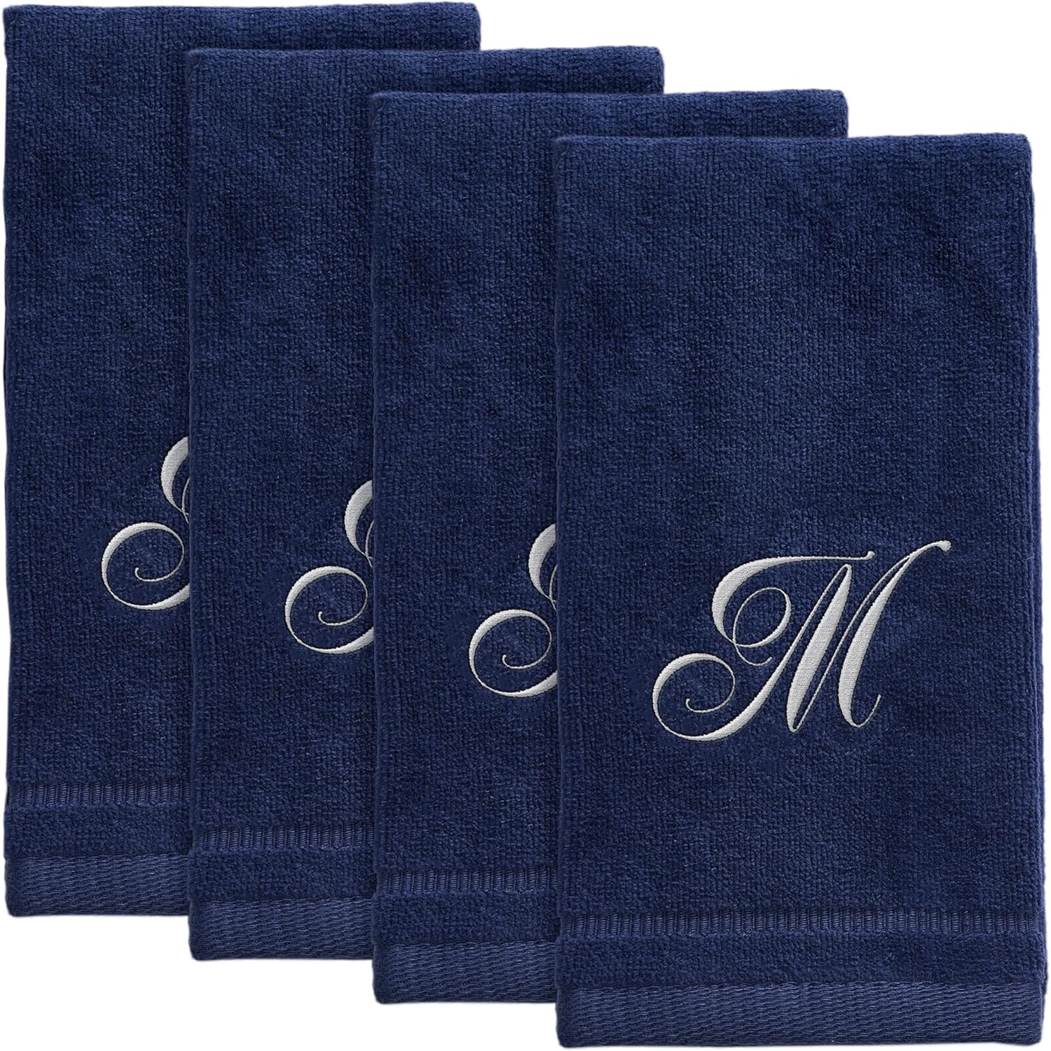 Amazon.com: Personalized Initial Fingertip Towels 4 Pack 11x18 - White ...