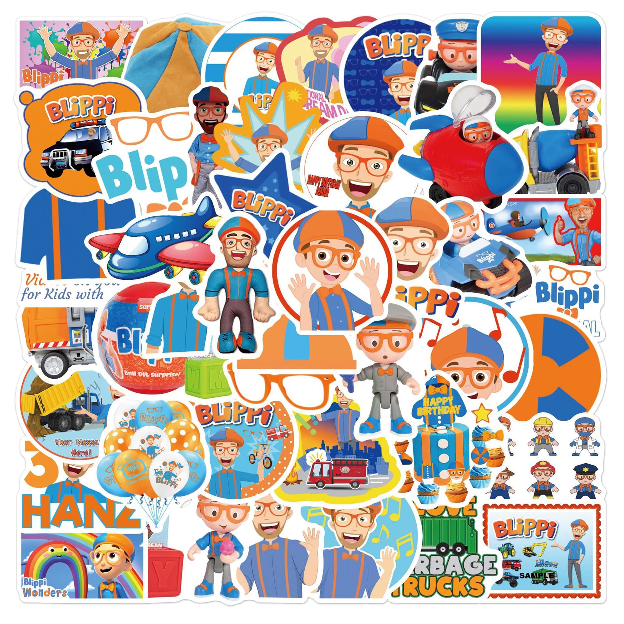 Blippi Stickers 50pcs Cartoon Tv Aesthetic Vinyl Waterproof Decals ...