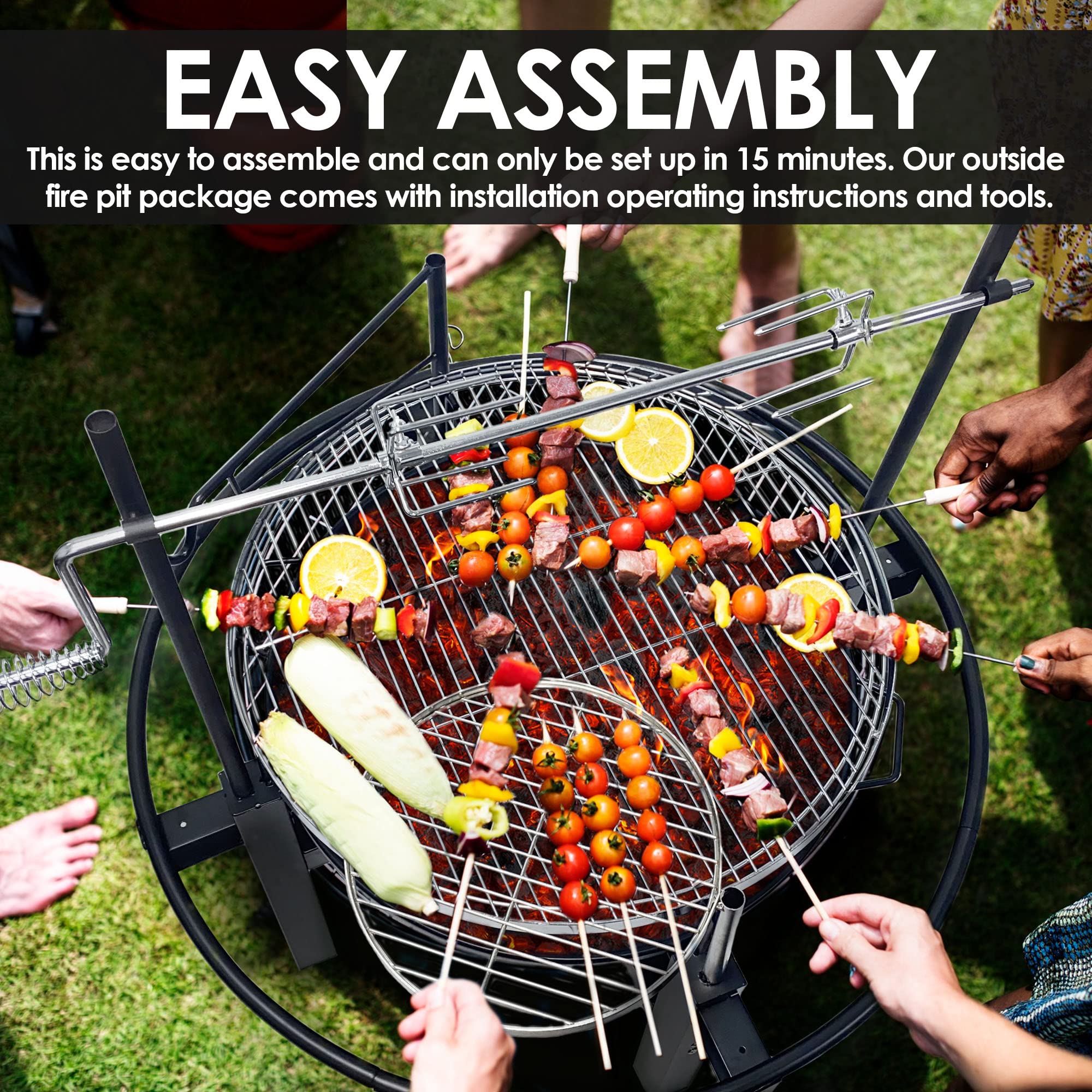 Amazing Choice 26inch Fire Pit and Grill with Removable Cooking Swivel ...