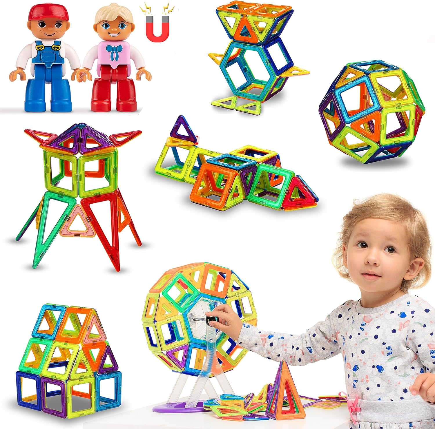Amazon.com: Magnetic Building Blocks - 132-Piece Set for Boys, Girls ...