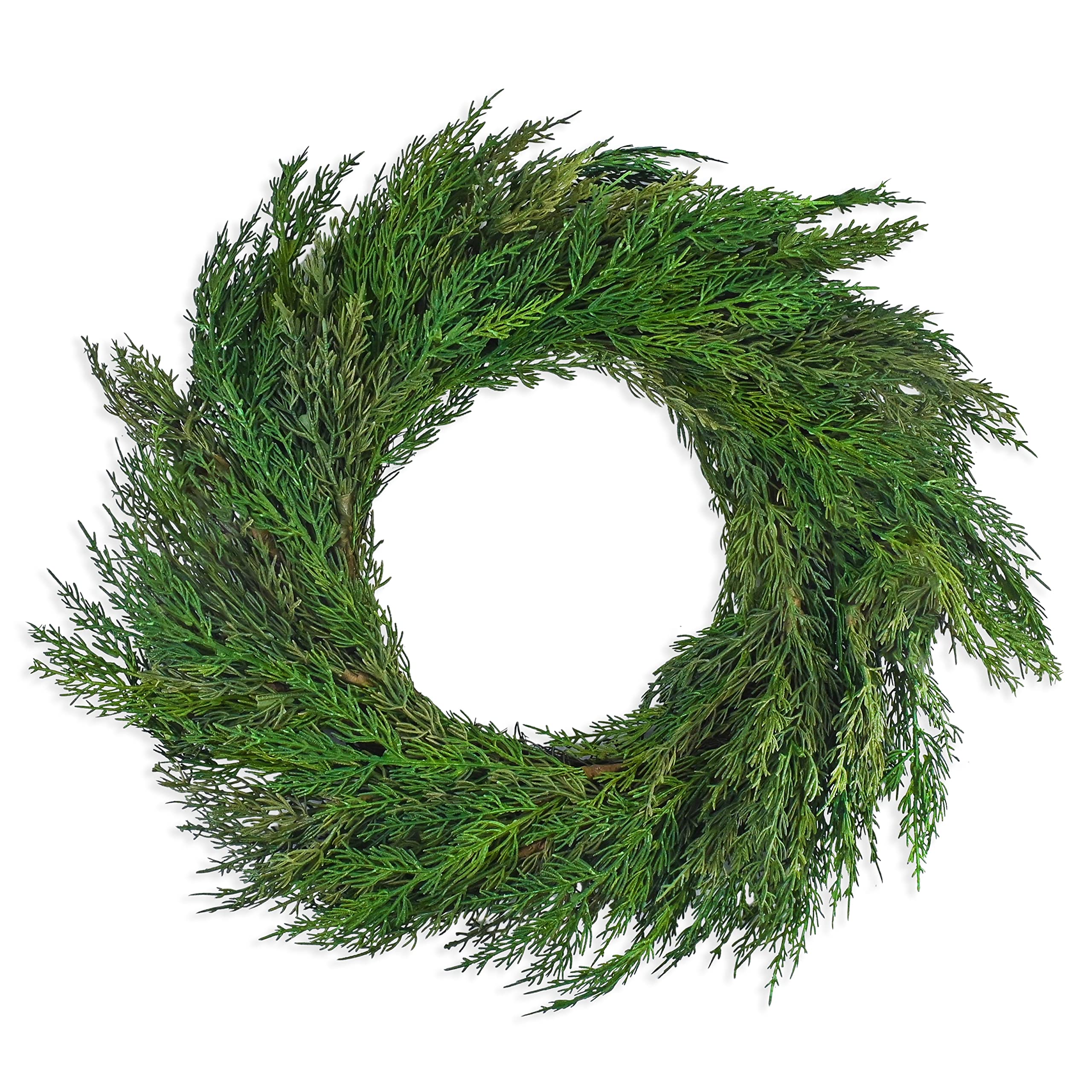 Vita Domi 24" Diameter Premium Faux Cedar Wreath - Realistic Christmas ...