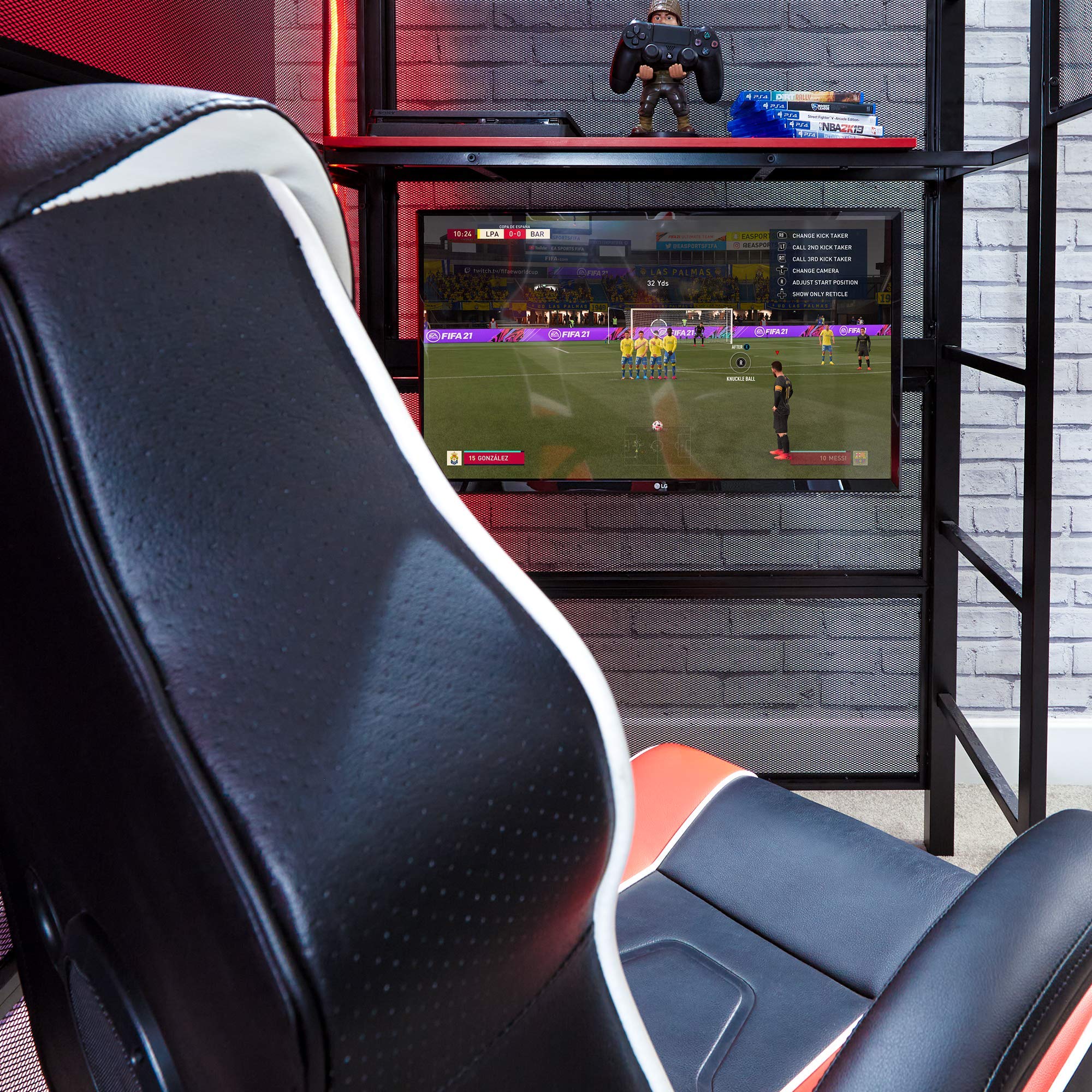 X Rocker Battle Den Gaming Bed High Sleeper Bunk with Storage, TV Mount ...