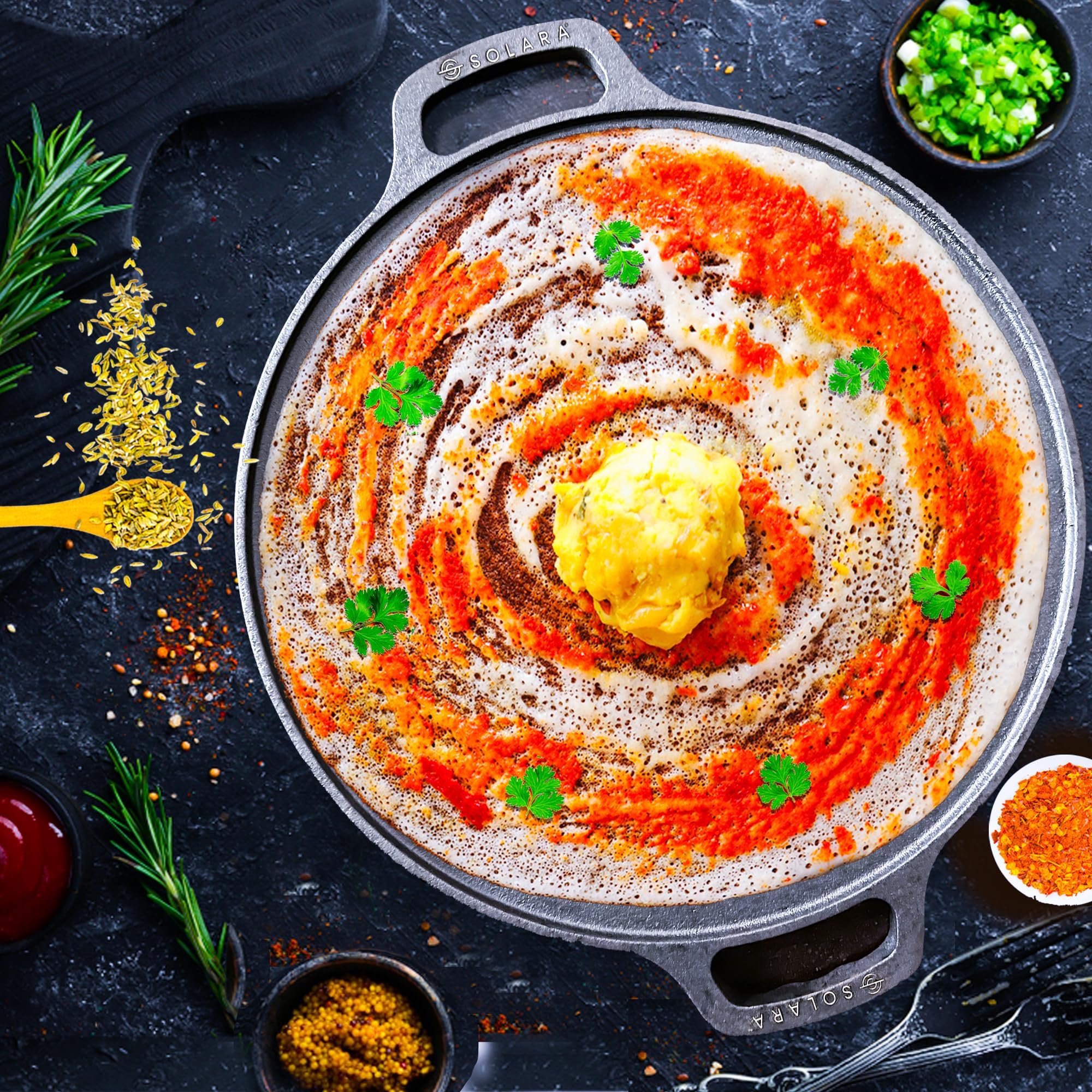 Buy Meyer Pre-Seasoned Cast Iron Flat Dosa/Roti/Chapati Tawa Pan with ...