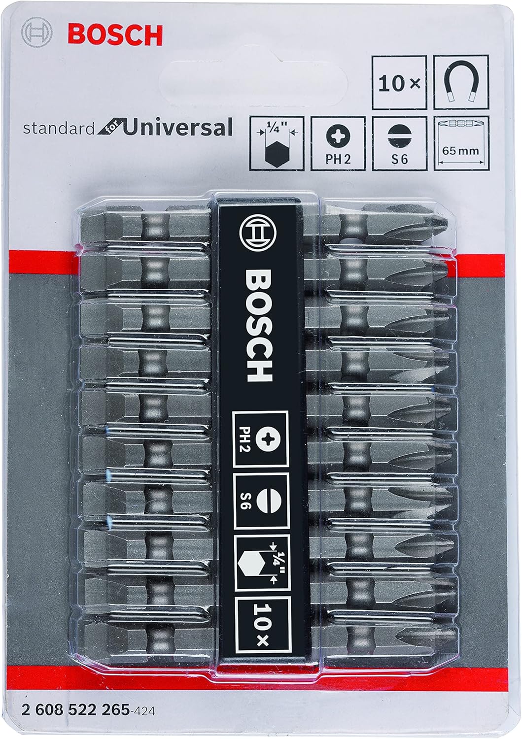 Bosch 2608522265 65 mm Standard for Universal Screwdriver Bits, 10 in 1 ...