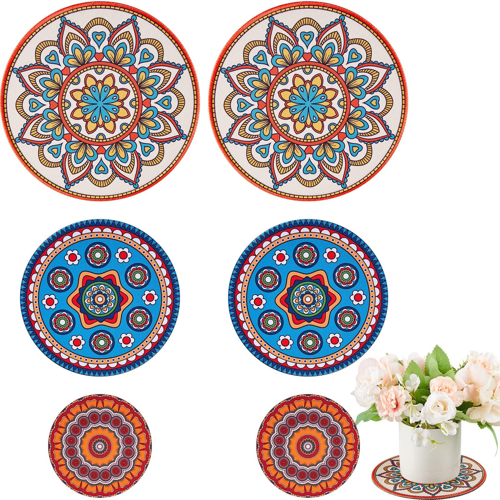 Amazon.com : 6 Pcs Boho Plant Pot Mat Absorbent Non Slip Round Pot ...