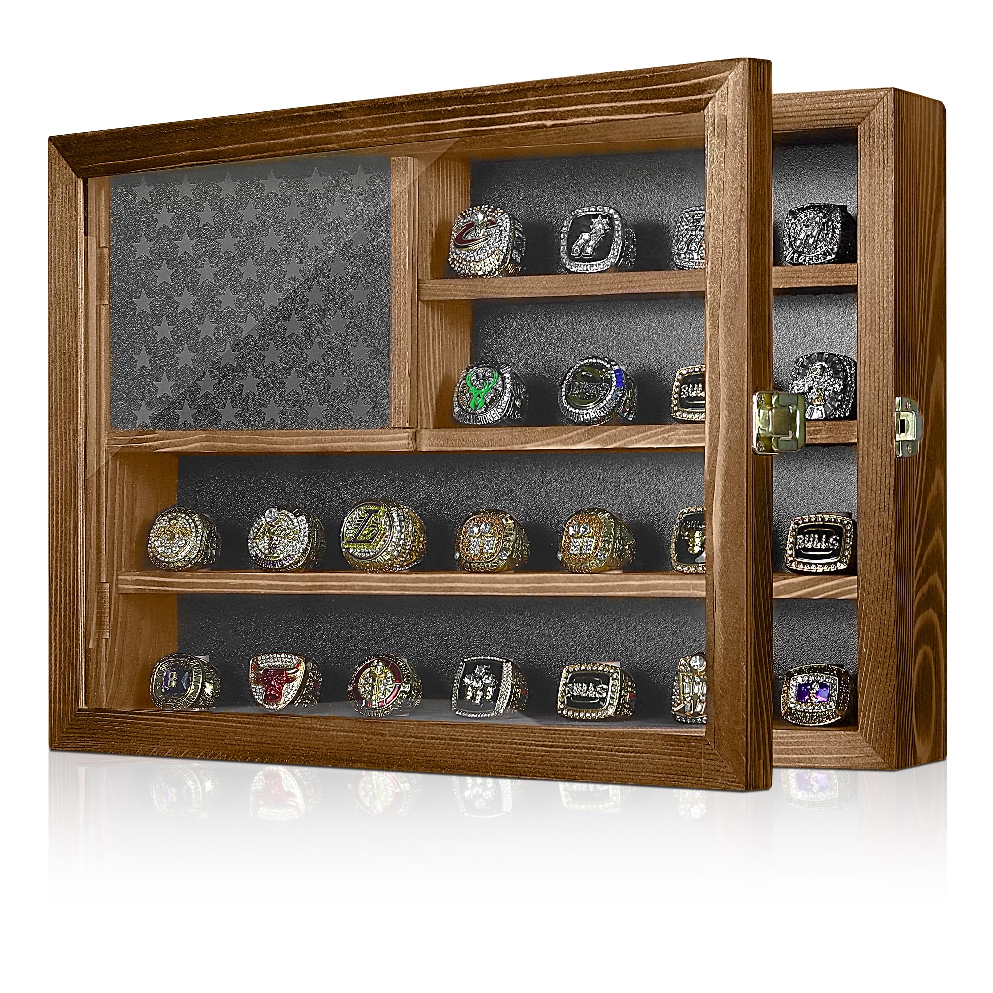 Amazon.com: MOCAS Championship Ring Display Case, 22 Ring Posts Sports ...