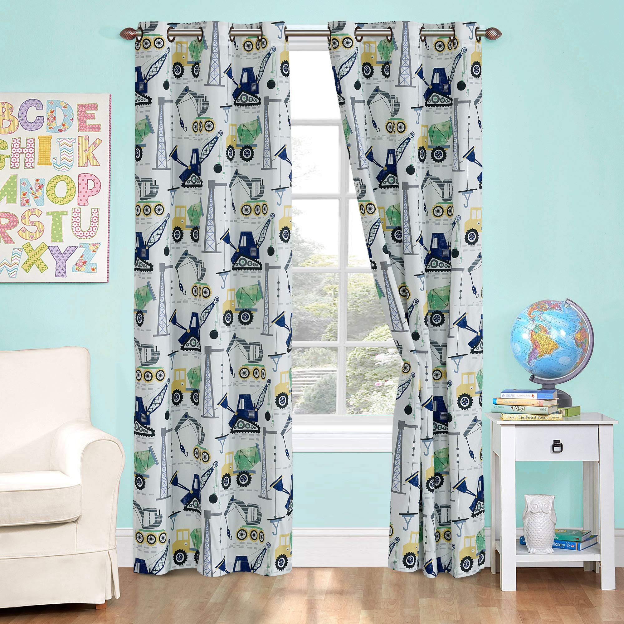 Kids Zone Home Linen 2 Panel Curtain Set with Grommet for Boys Girls ...