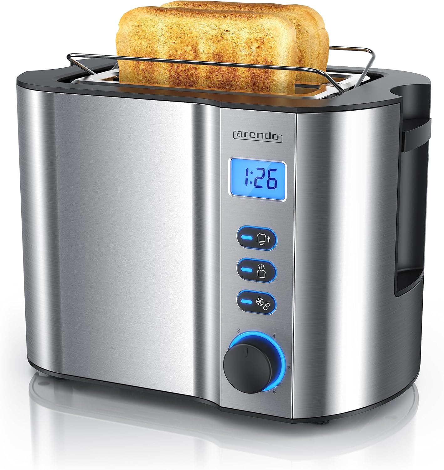 Arendo - Toaster 2 Scheiben Edelstahl mit Restzeitanzeige - 800 Watt ...