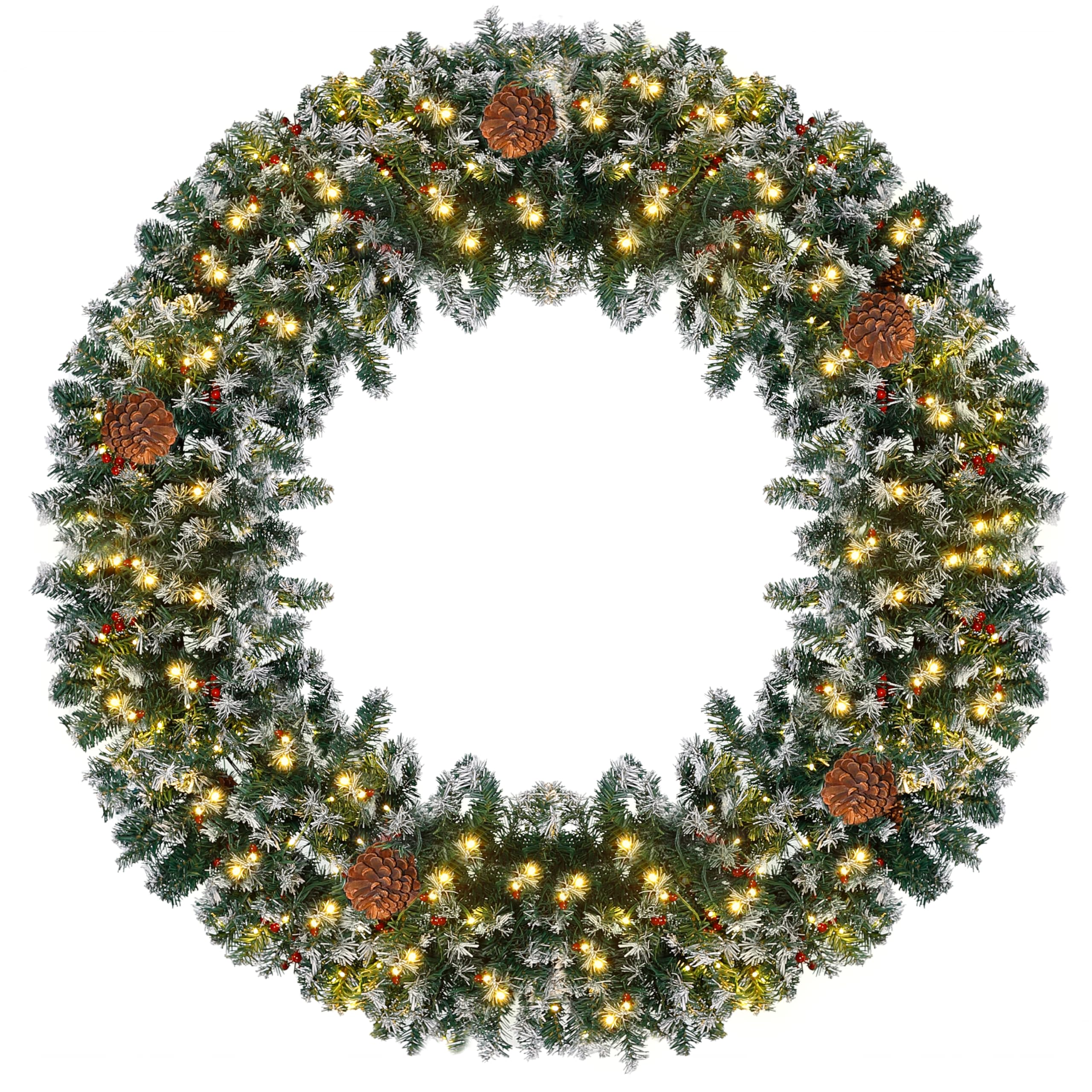 Amazon.com: Prelit Christmas Wreath with 162 Warm White LED Lights ...