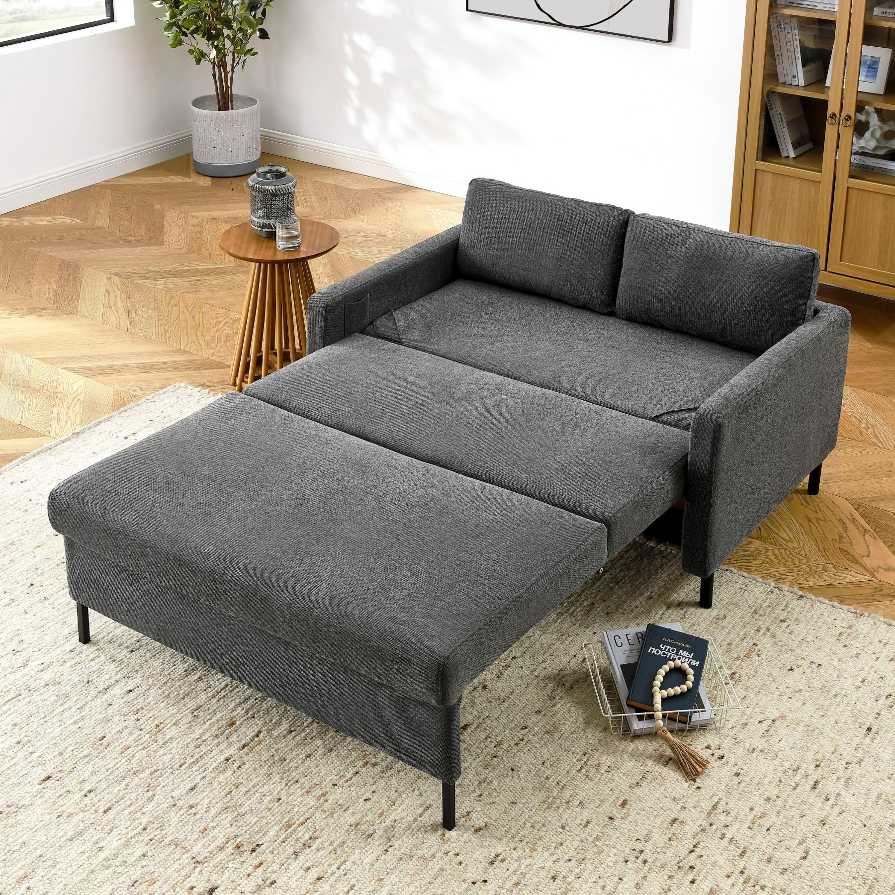 Amazon.com: 52“ Futon Love seat Sleeper Bed,Easy Assembly Convertible ...